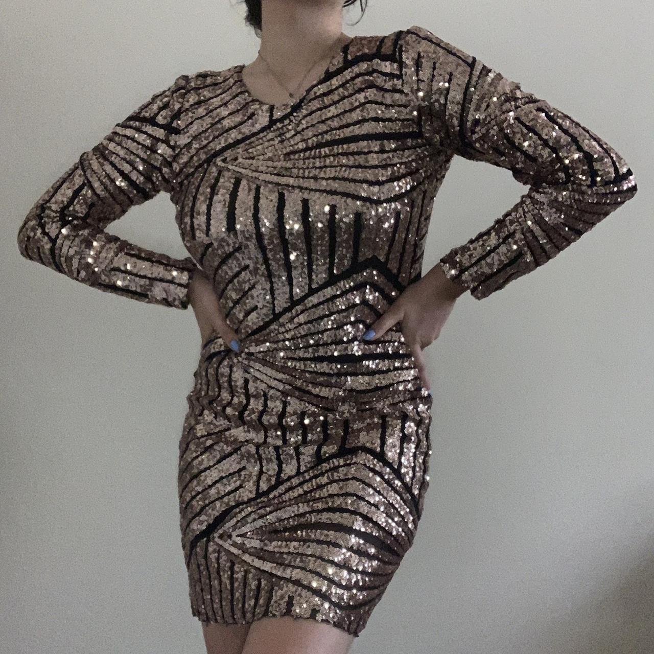 Rose gold sequence zara dress 🎉 Has an open back &... | Depop
