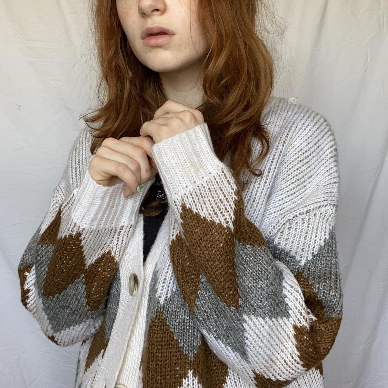 super cute argyle earth toned cardigan -emma... - Depop
