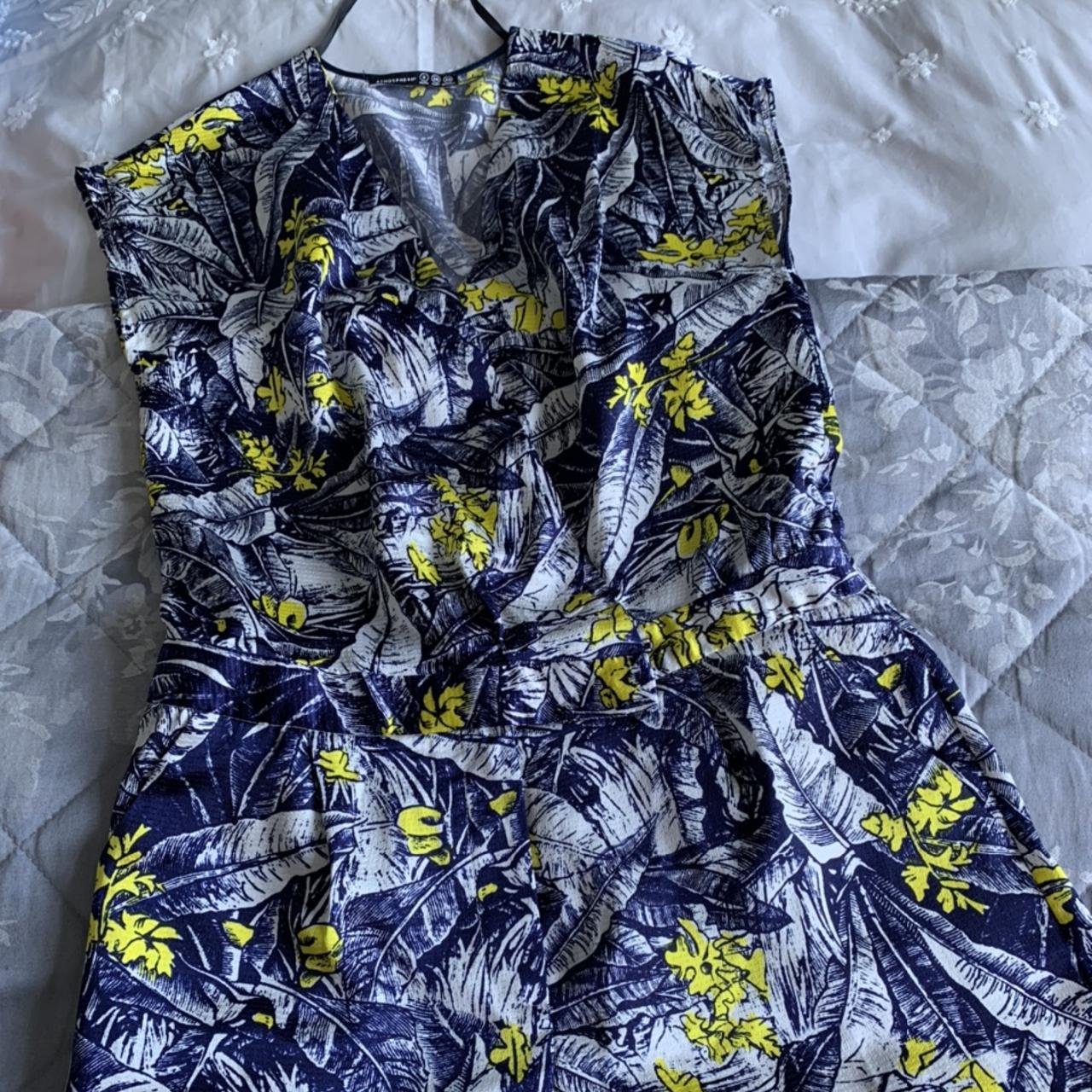 Tropical pattern play suit. Cross over and fastens... - Depop
