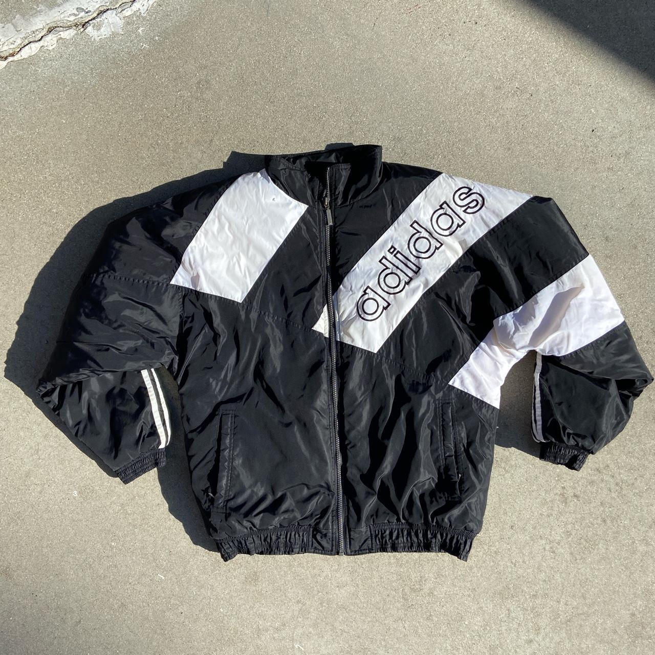 Adidas Men's White and Black Jacket | Depop
