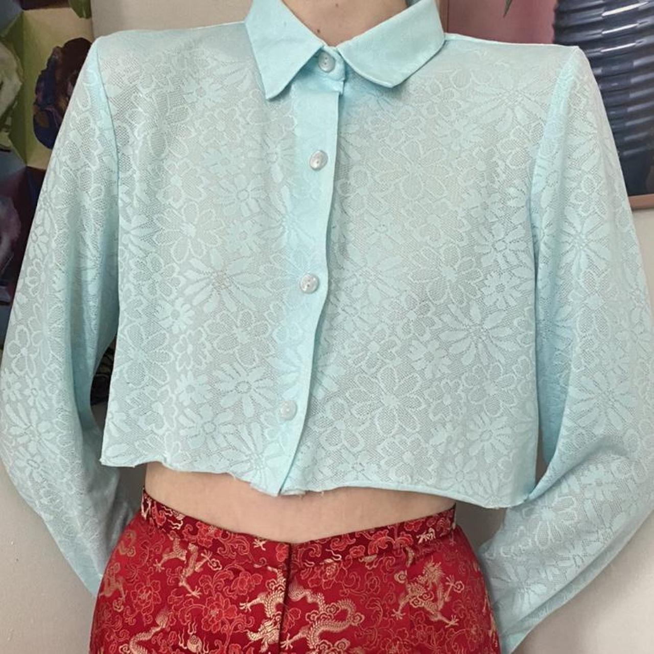 Cutest ever sheer daisy printed baby blue 1970s... - Depop