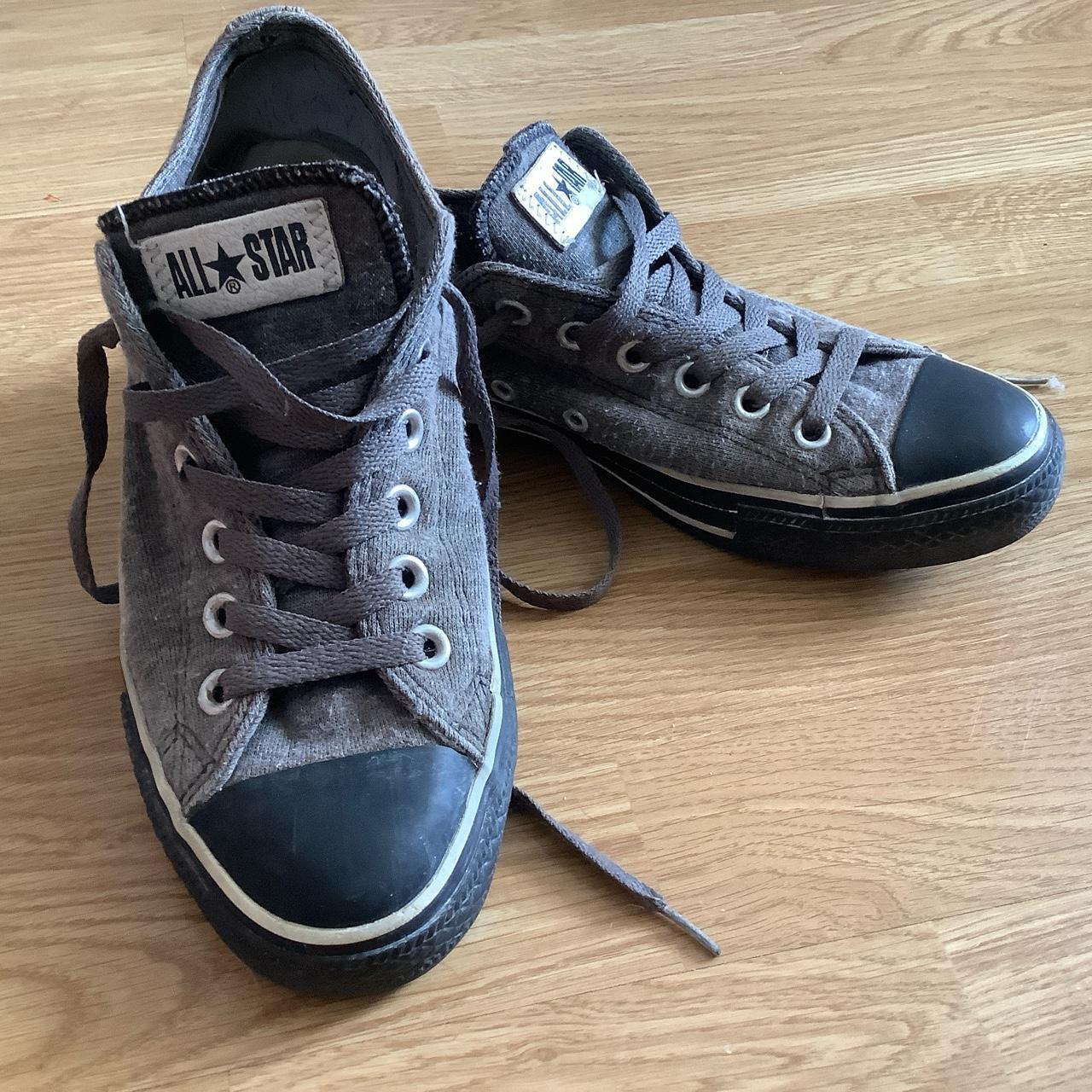 Unusual grey jersey converse Size 6. Well loved but... | Depop