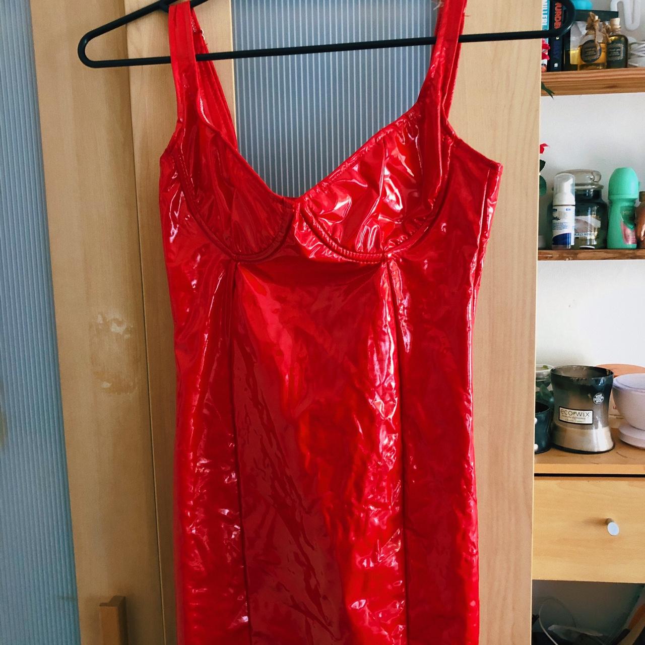 Super sexy red tight plastic PVC dress Makes your 🍑... - Depop