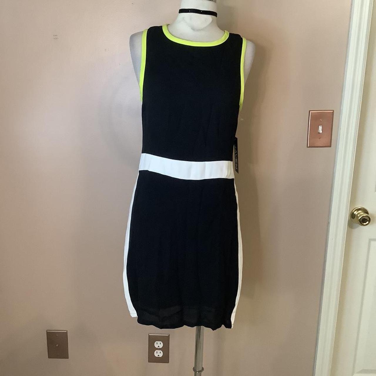 New Naven sexy black neon colorblock bodycon dress... - Depop