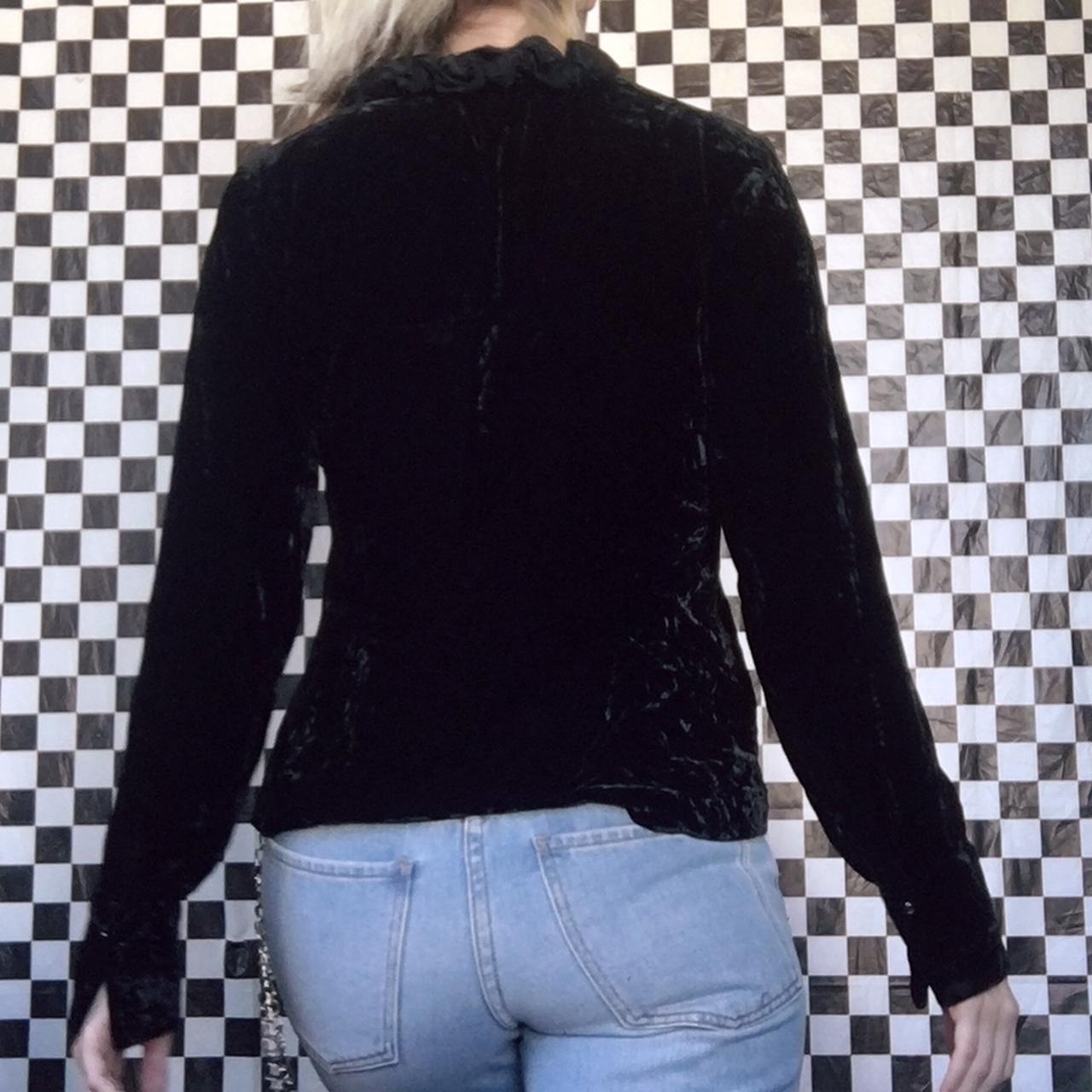 Ralph Lauren ruffled collar crushed velvet top. size... | Depop