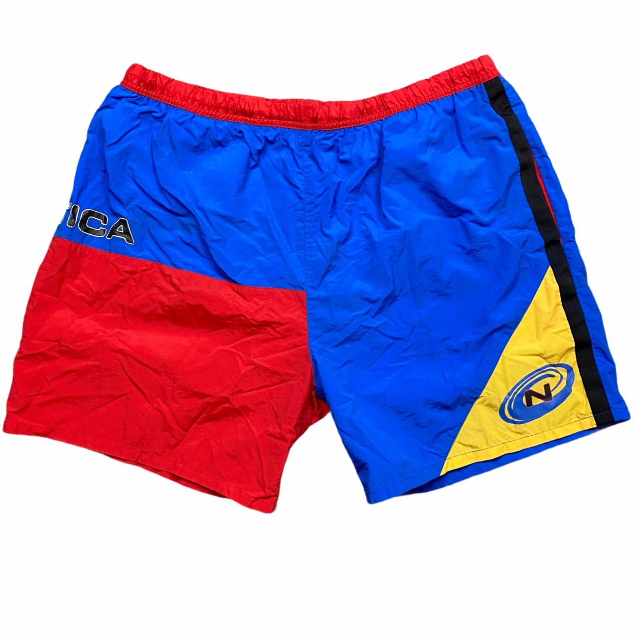 Vintage Nautica Swimtrunks Colorblocked Shorts size... - Depop