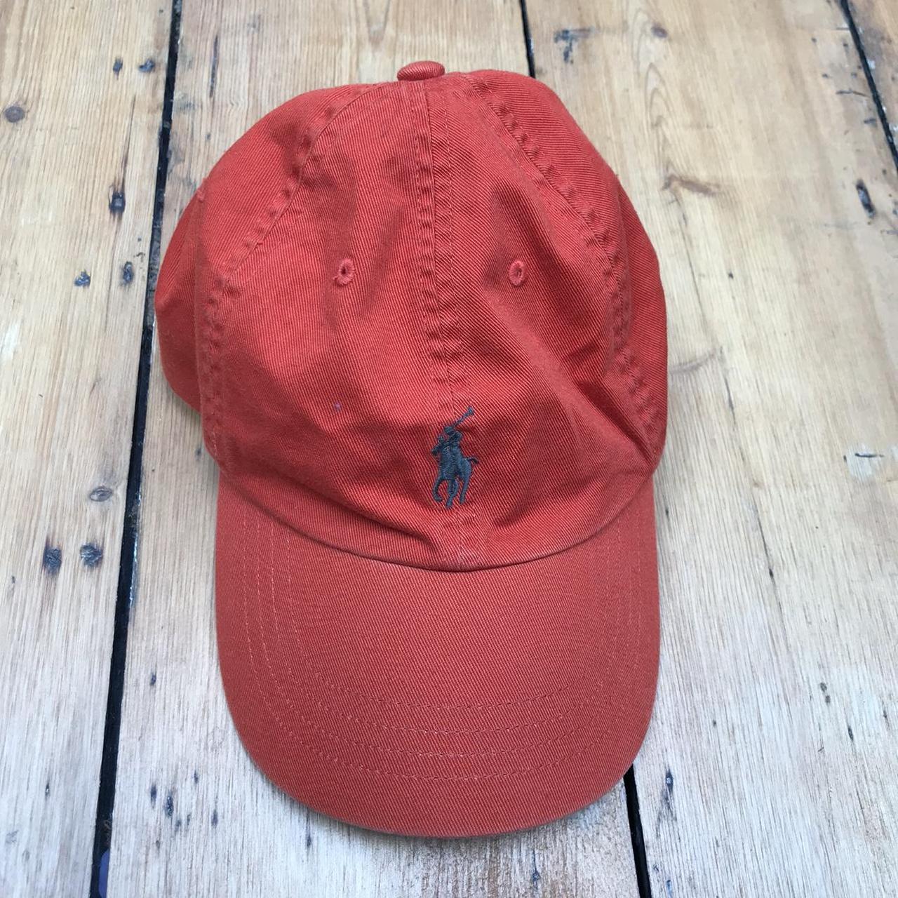 Ralph Lauren Orange Polo Cap with Green stitching... - Depop
