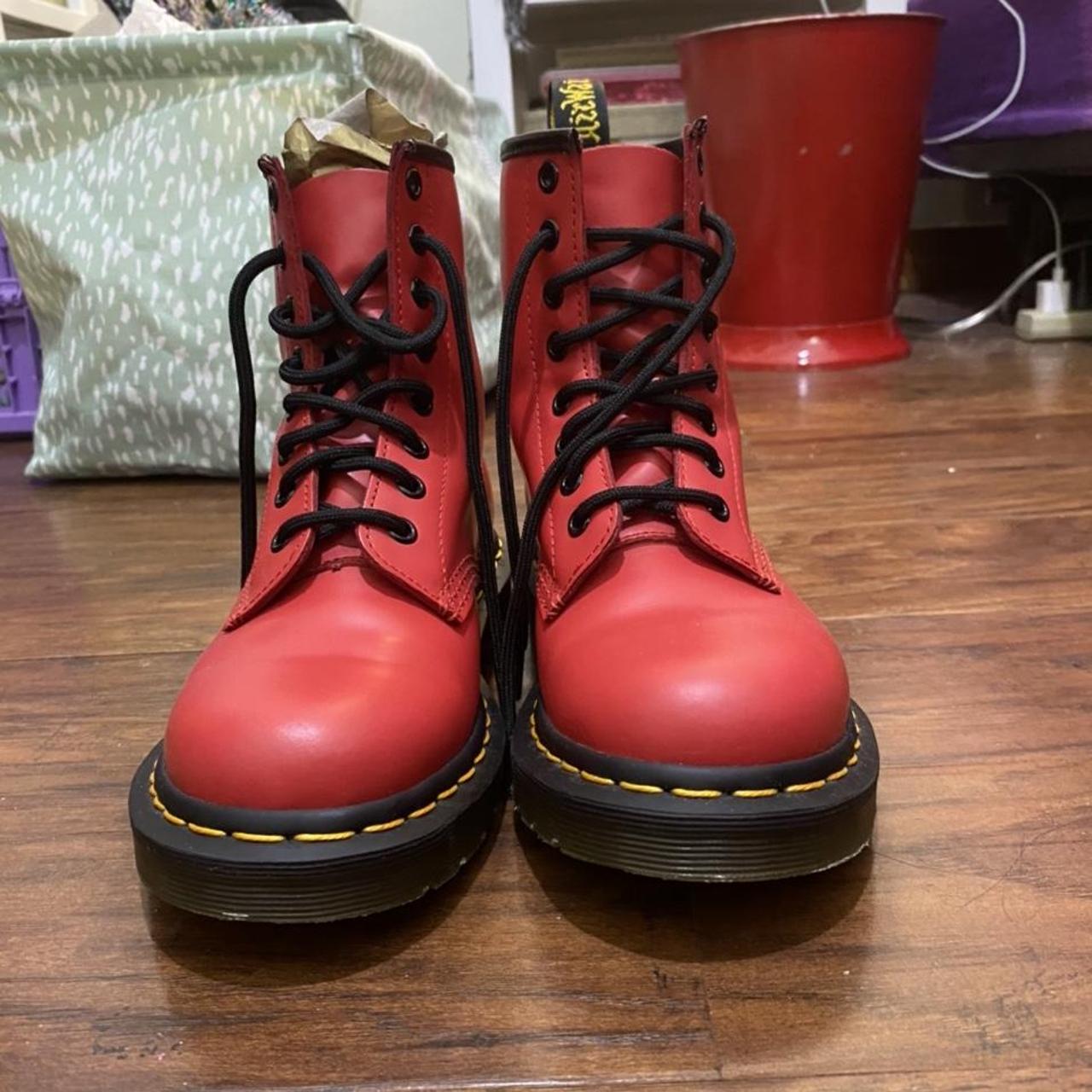 Dr. marten original 1460 red smooth boot with air... | Depop
