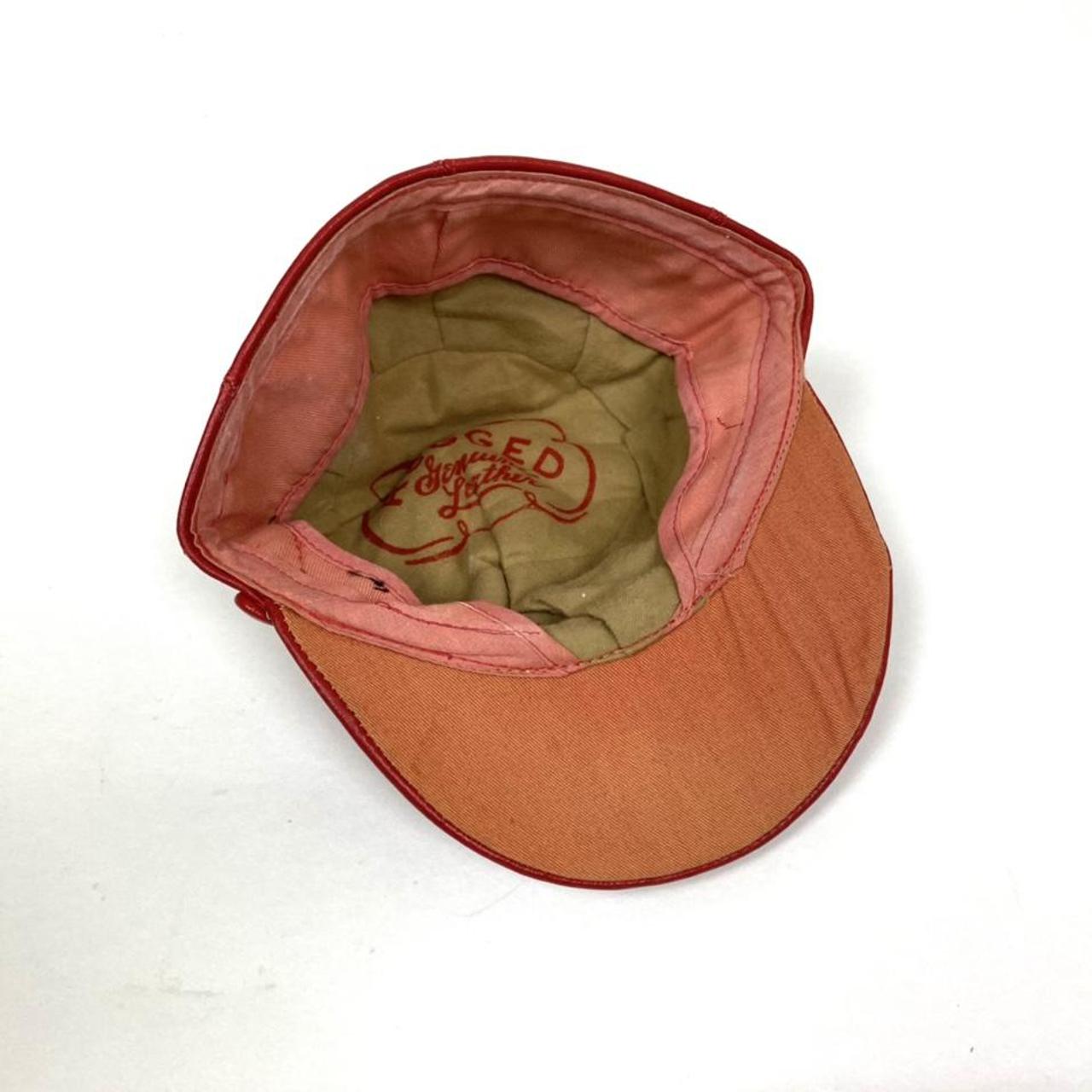Vintage Red Leather Hat Rugged Genuine Leather No... - Depop