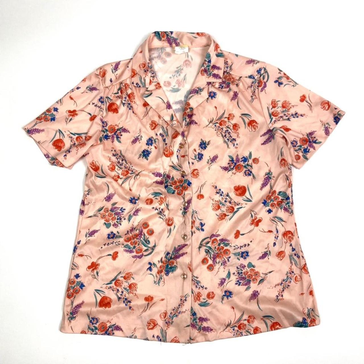 Vintage Polyester Button Up Shirt Brand: Just... - Depop