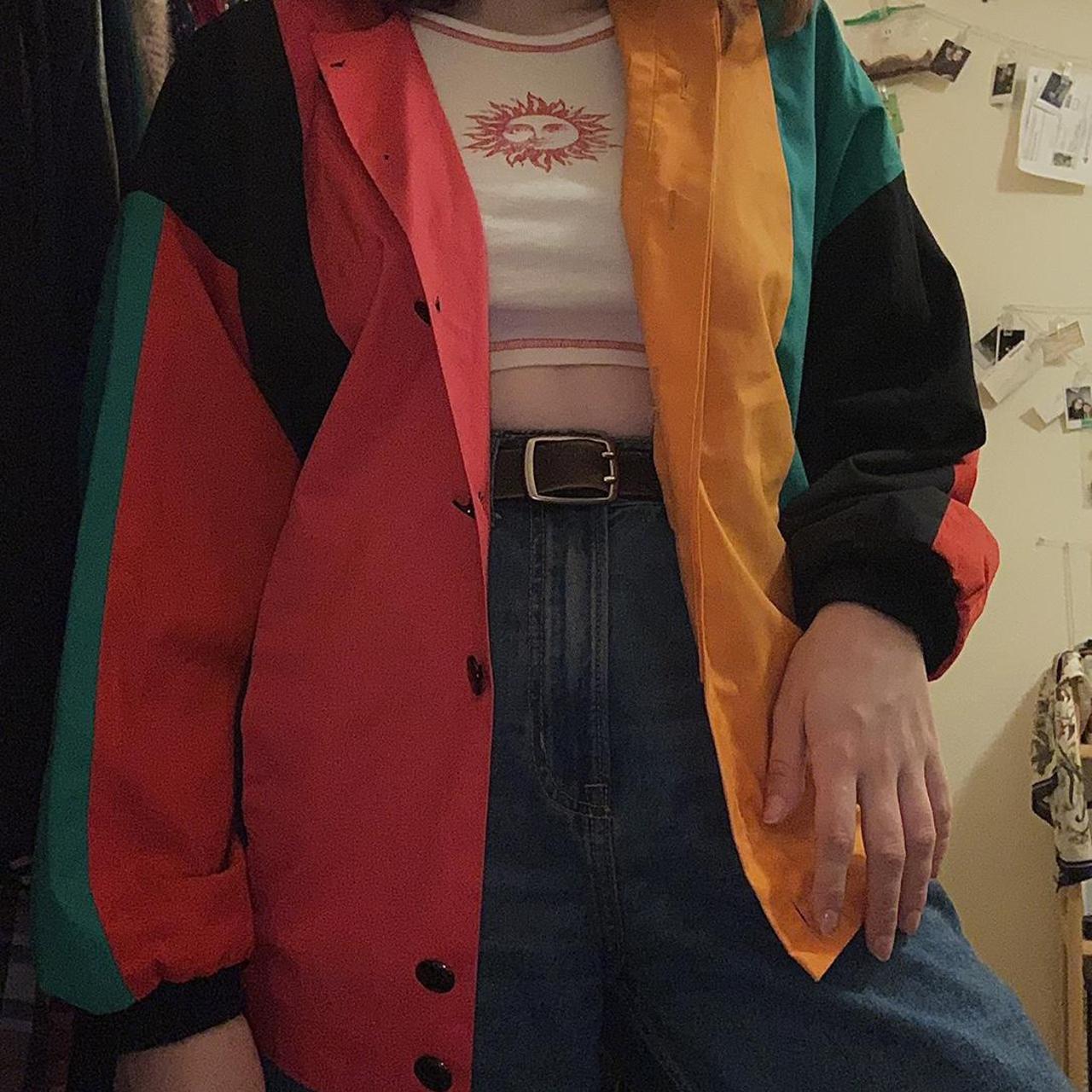 colorblock jacket 🎳 N.R.1 jacket i thrifted a coupla... - Depop