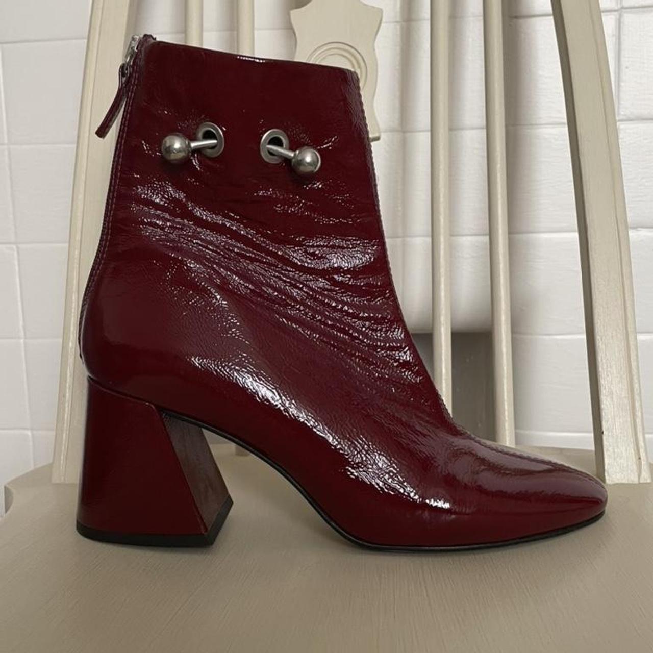 Red heeled leather boots Only worn twice... - Depop