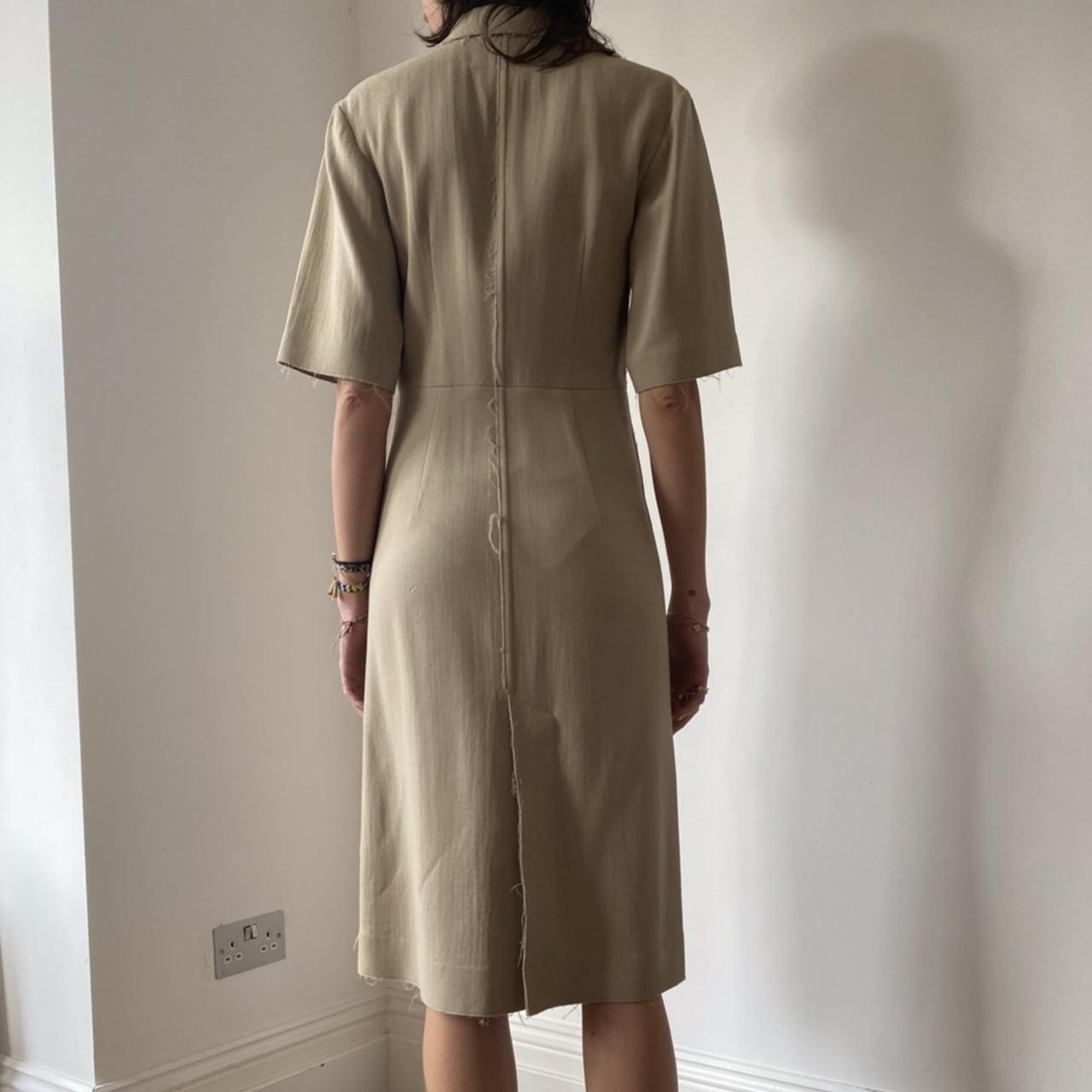 JW Anderson beige crepe dress. Low V neck with... - Depop