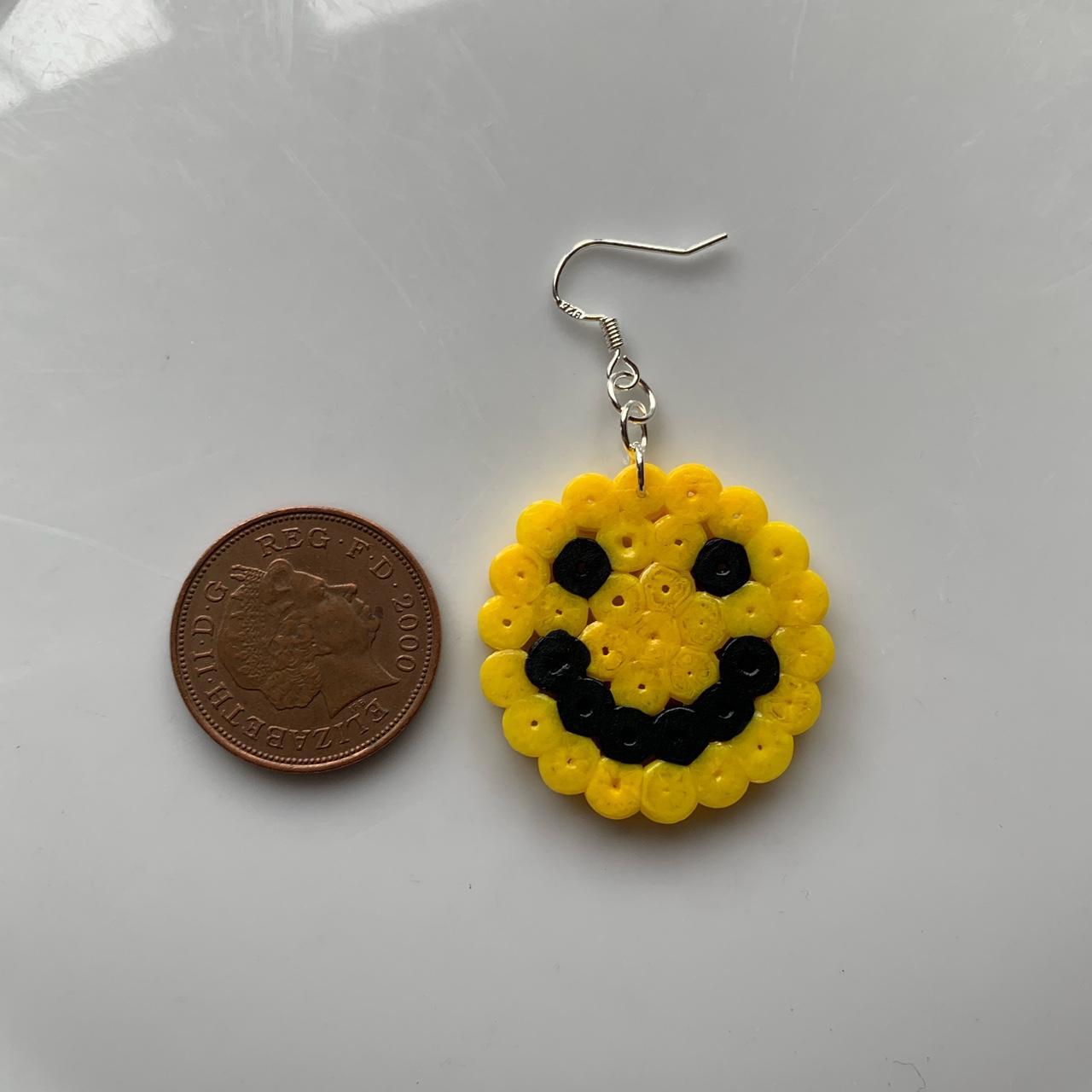 Handmade hama bead smiley face dangle earrings... - Depop