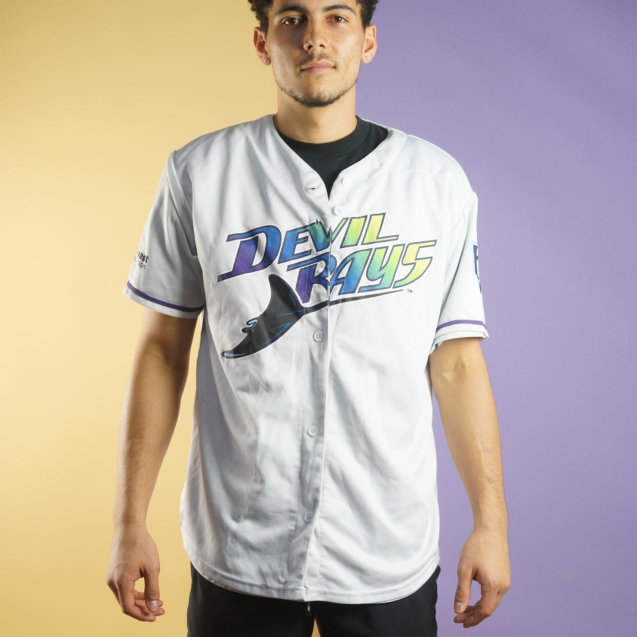 Reversible MLB Tampa Bay Rays TB Devil Rays White... - Depop