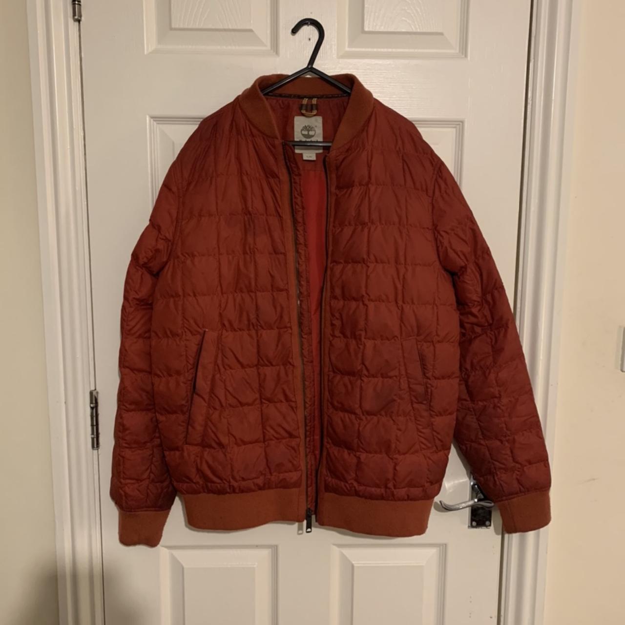 Timberland Red Puffer Jacket In great condition... - Depop