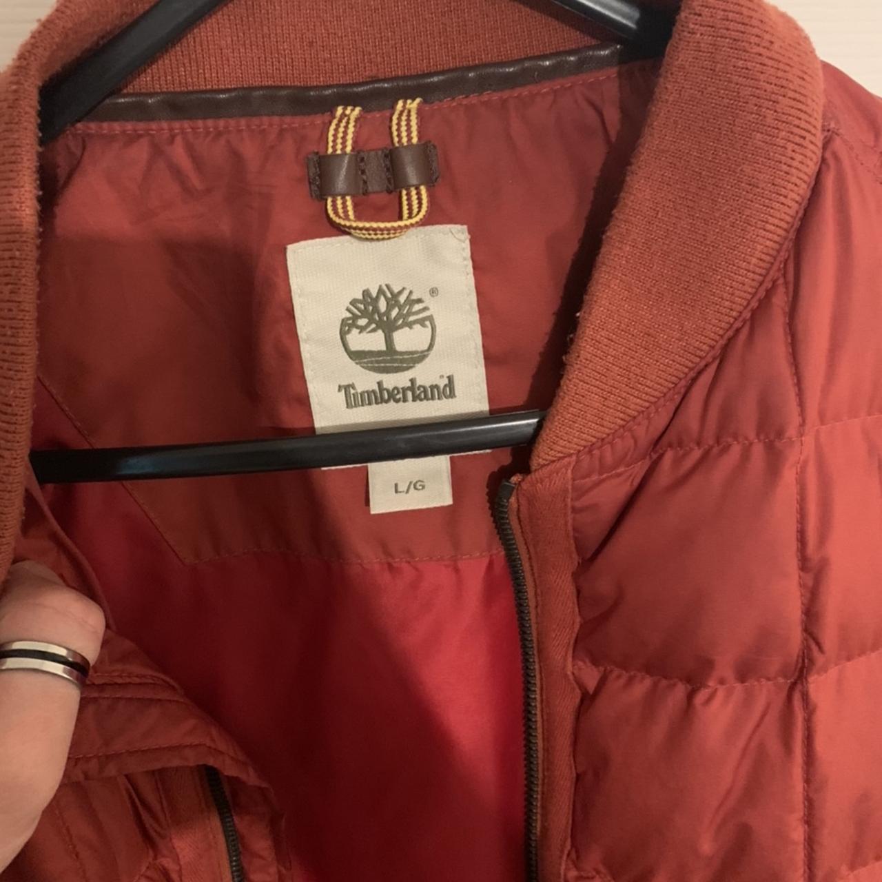 Timberland Red Puffer Jacket In great condition... - Depop