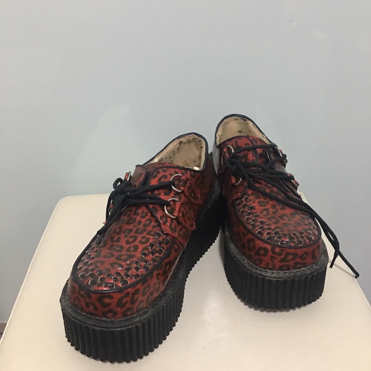 Demonia Red Leopard Print Creeper Size 38 Condition:... | Depop
