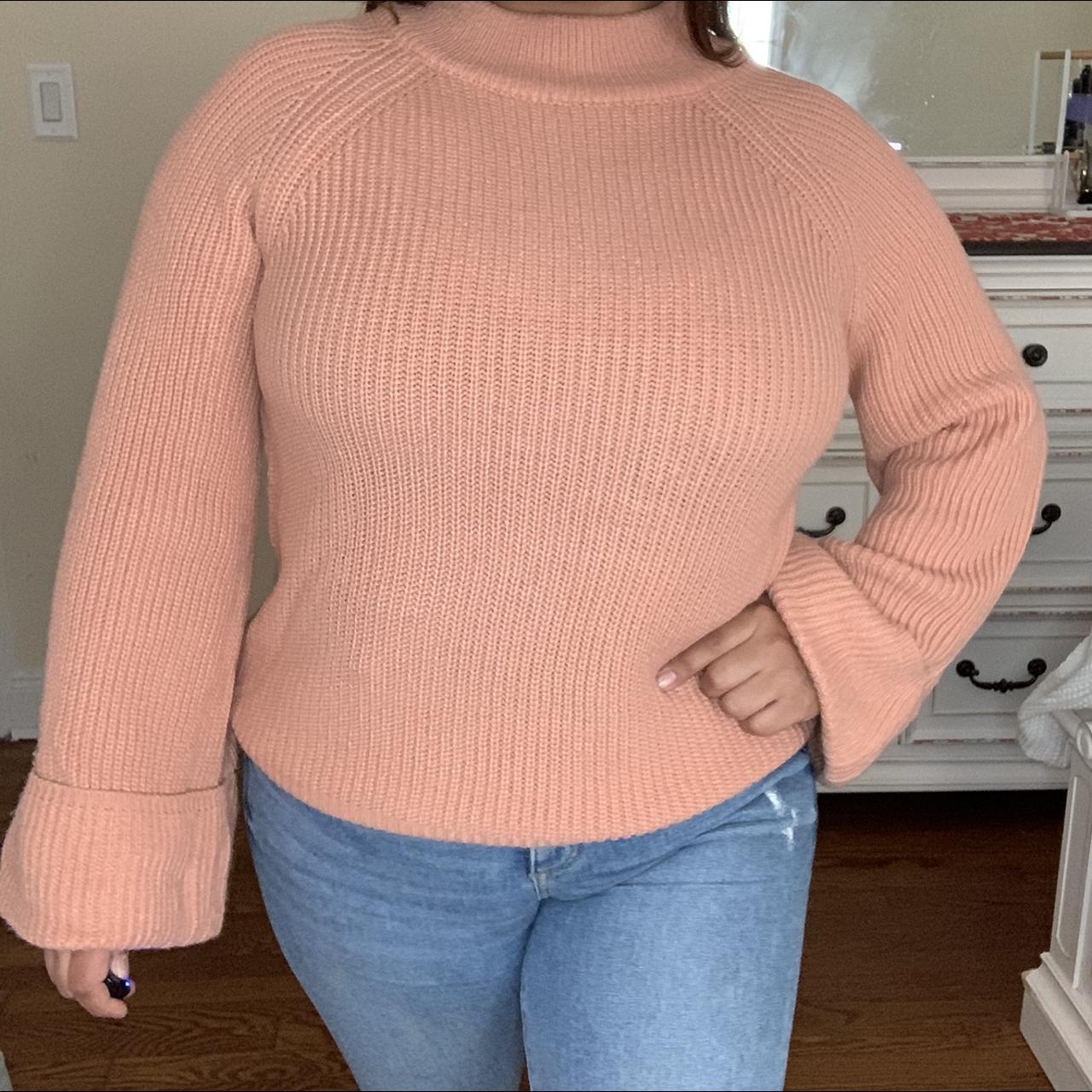 Beautiful peach colored butterfly sleeve sweater... - Depop