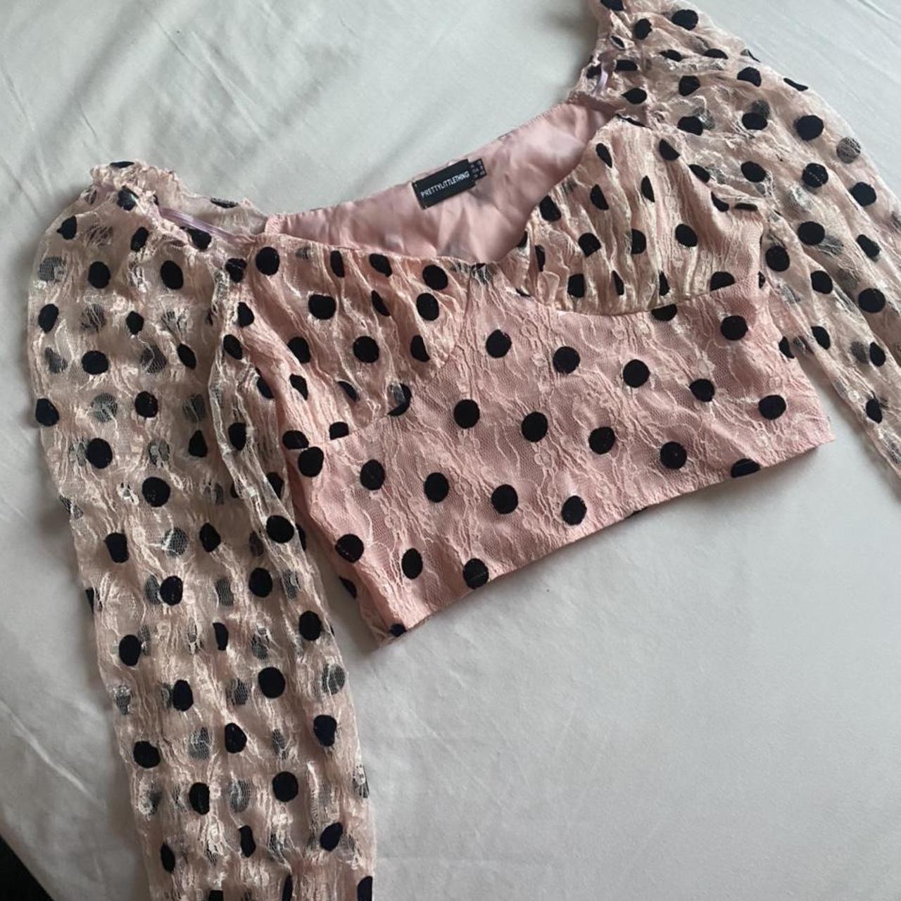 Pink spotty Cropped top Lacey Never been worn - Depop