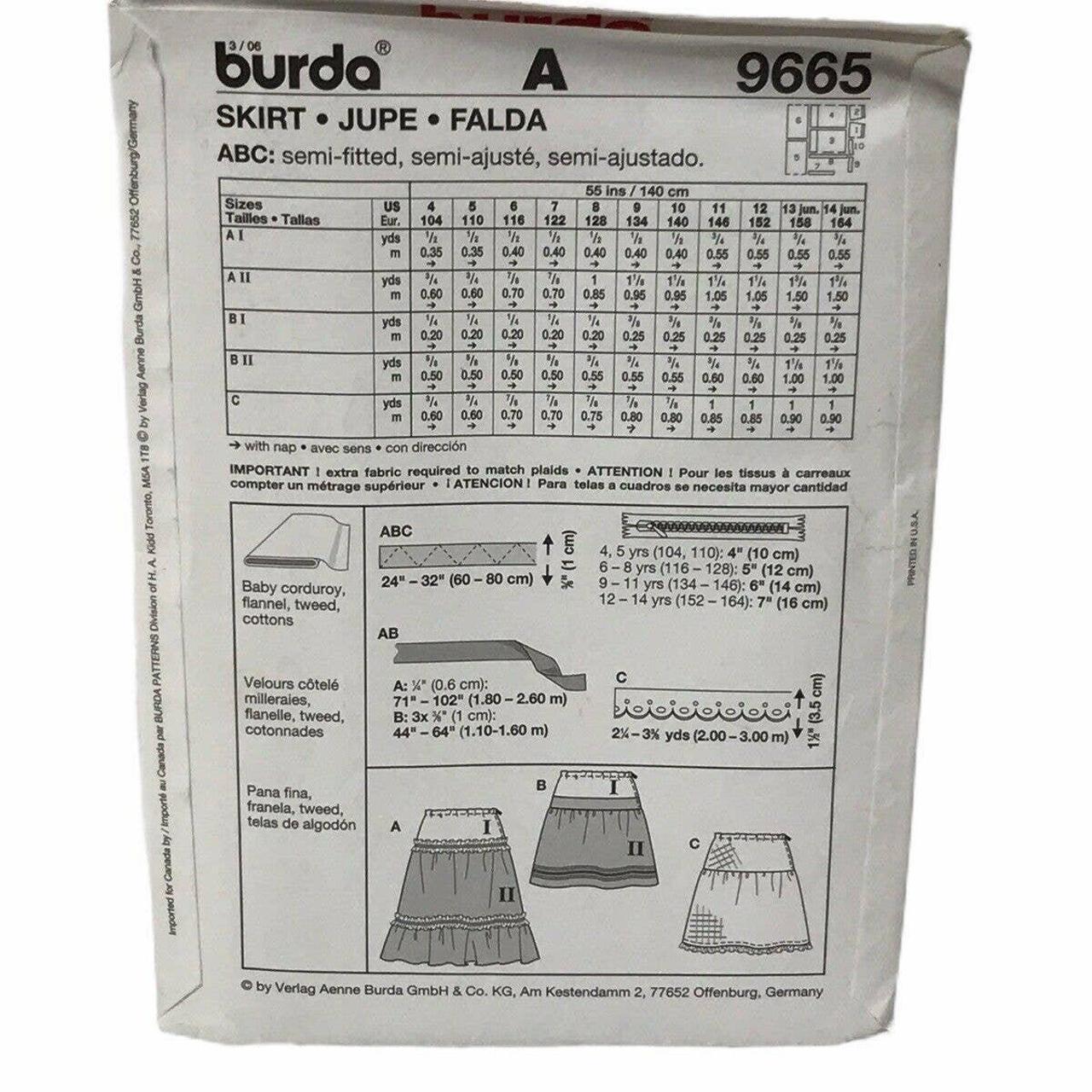 Burda Sewing Pattern 9665 Girls Tiered Skirts w/Yoke... - Depop