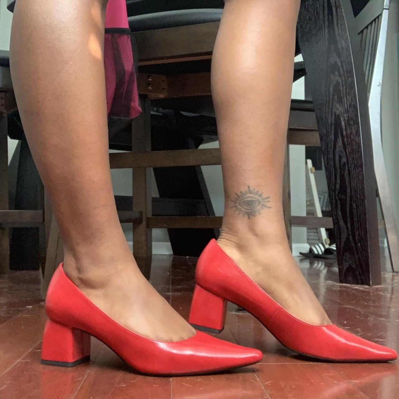 Red block heel pointed toe shoes. I love these but... - Depop