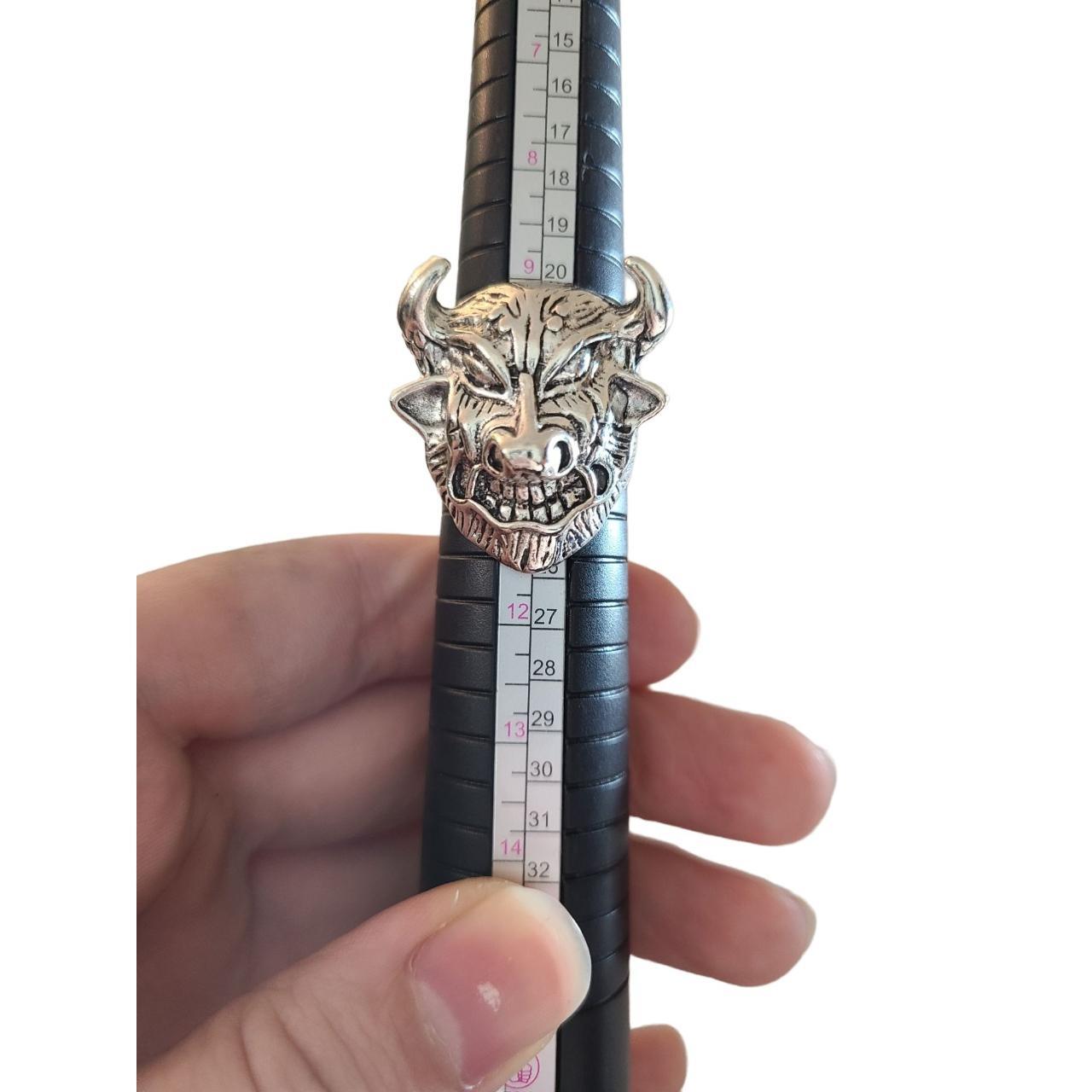 Unique silver bull ring. Size 11 1/2, made of iron... - Depop
