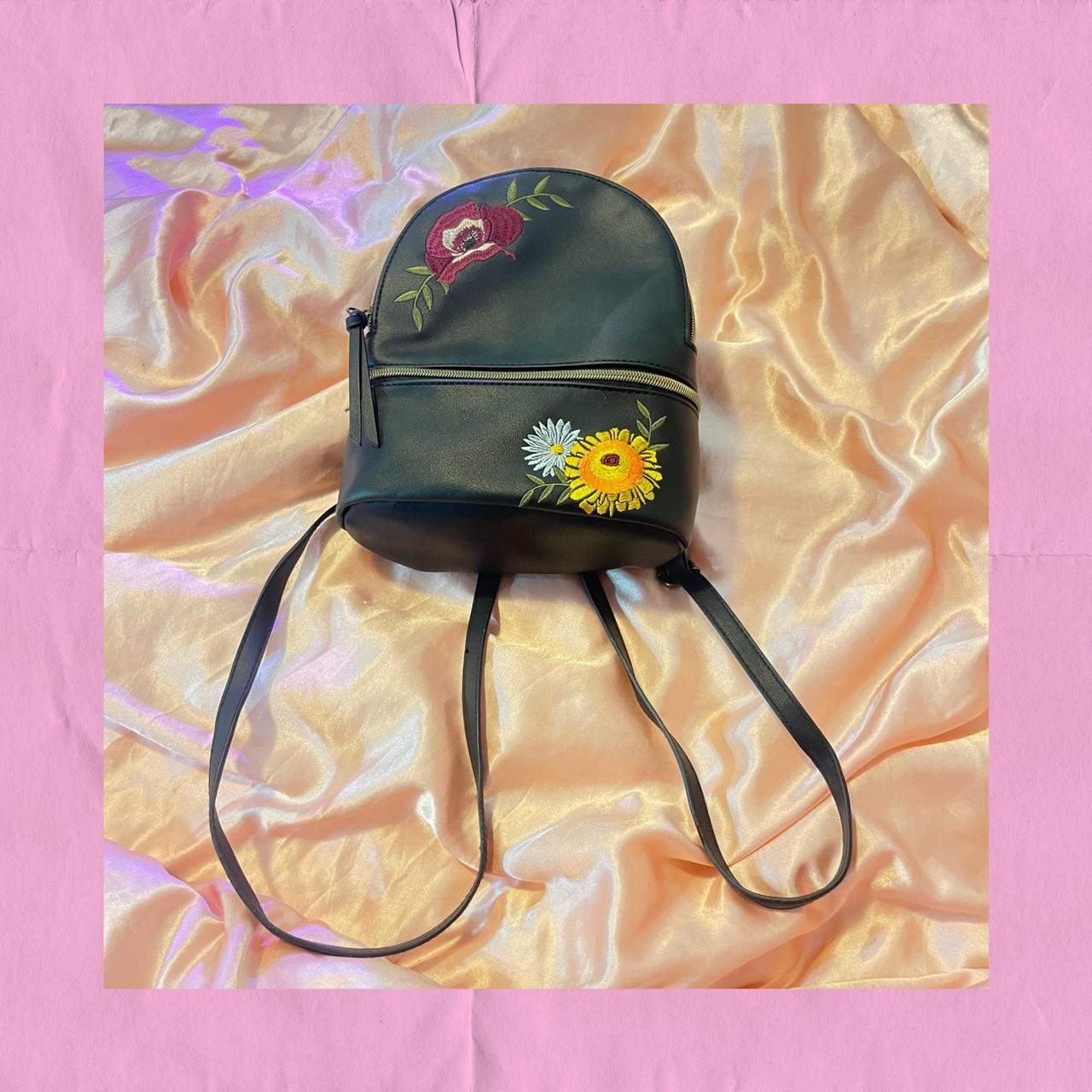 Super Chic Black mini bookbag Has embroidered... - Depop