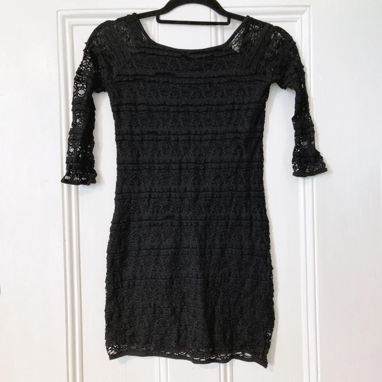 Black lace bodycon dress Long sleeve mini dress with... - Depop