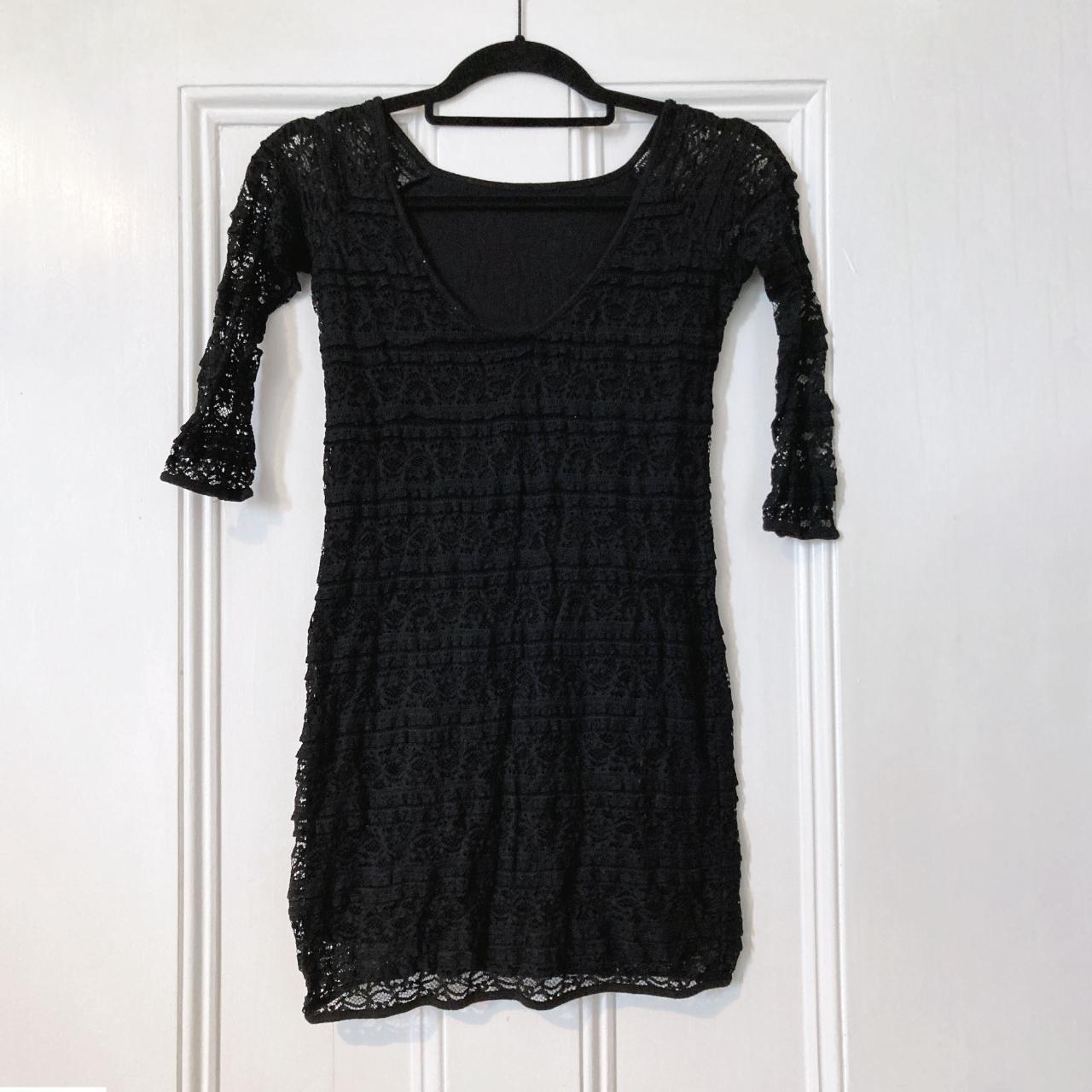 Black lace bodycon dress Long sleeve mini dress with... - Depop