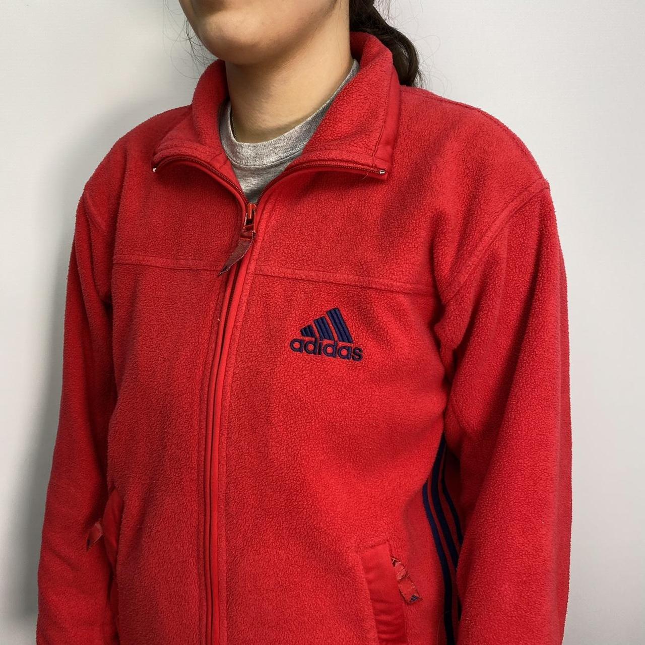 Vintage Adidas fleece in red. Embroidered logo.... - Depop