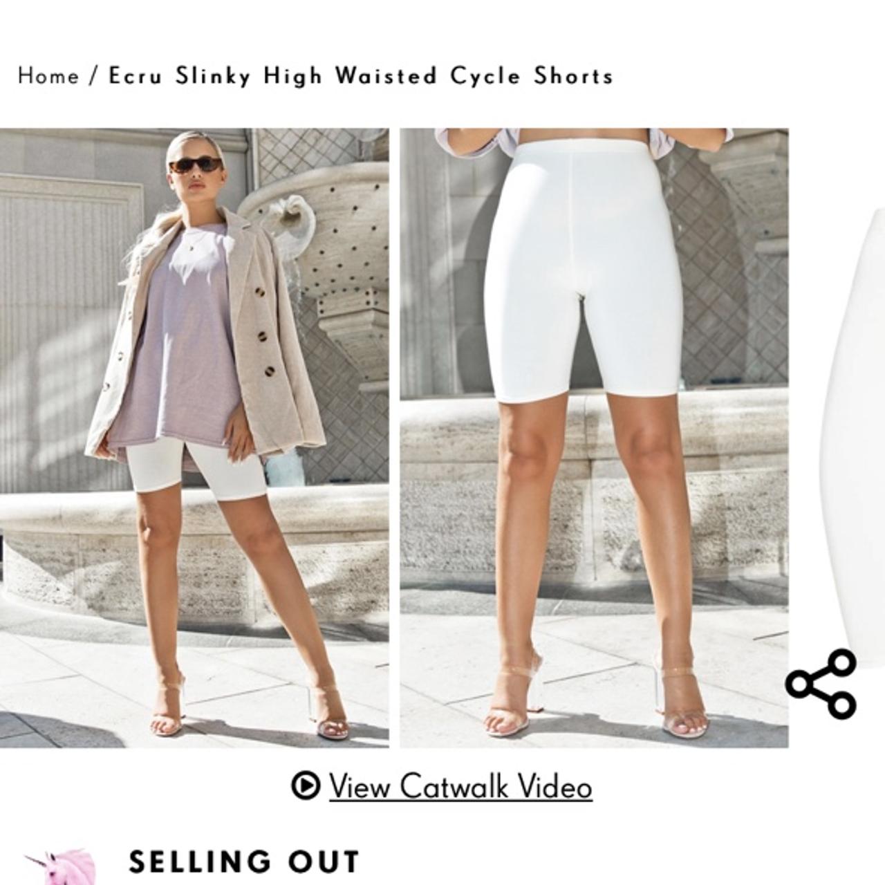 Ecru slinky high waisted cycling shorts from pretty... - Depop