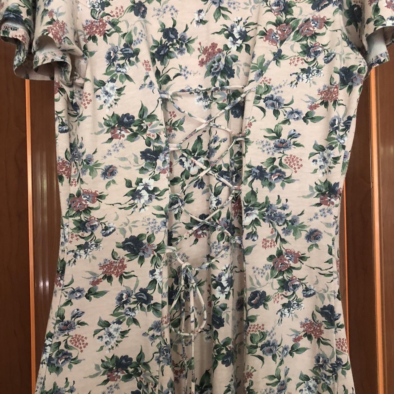 Light pink floral cottage core dress with pink... - Depop