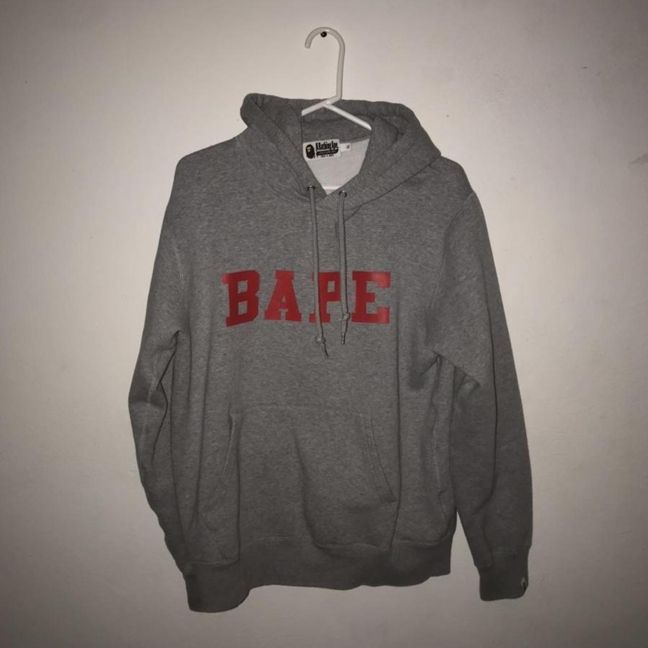 grey extra large bape hoodie, 100% authentic,... - Depop