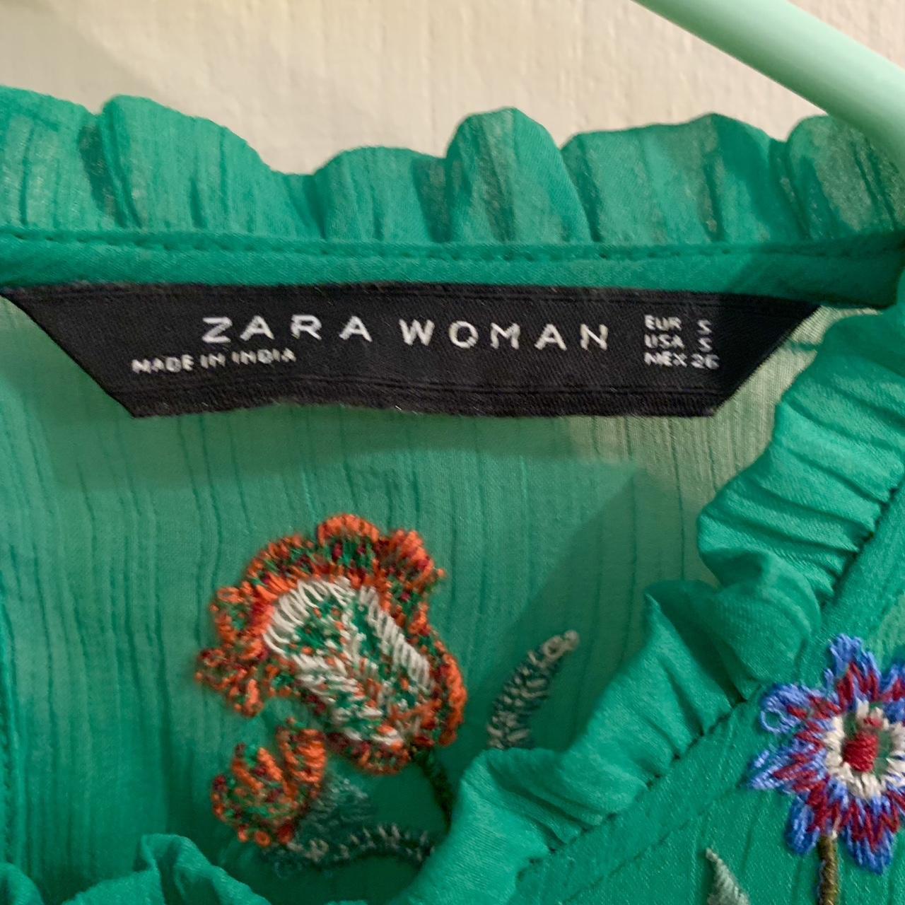 Zara Kelly Green Embroidered Tiered Ruffle... - Depop