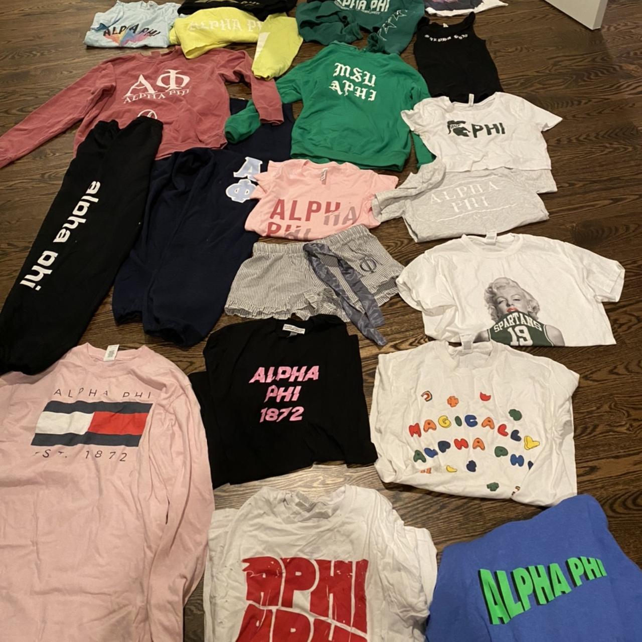 Selling all this alpha phi apparel Mostly selling... - Depop