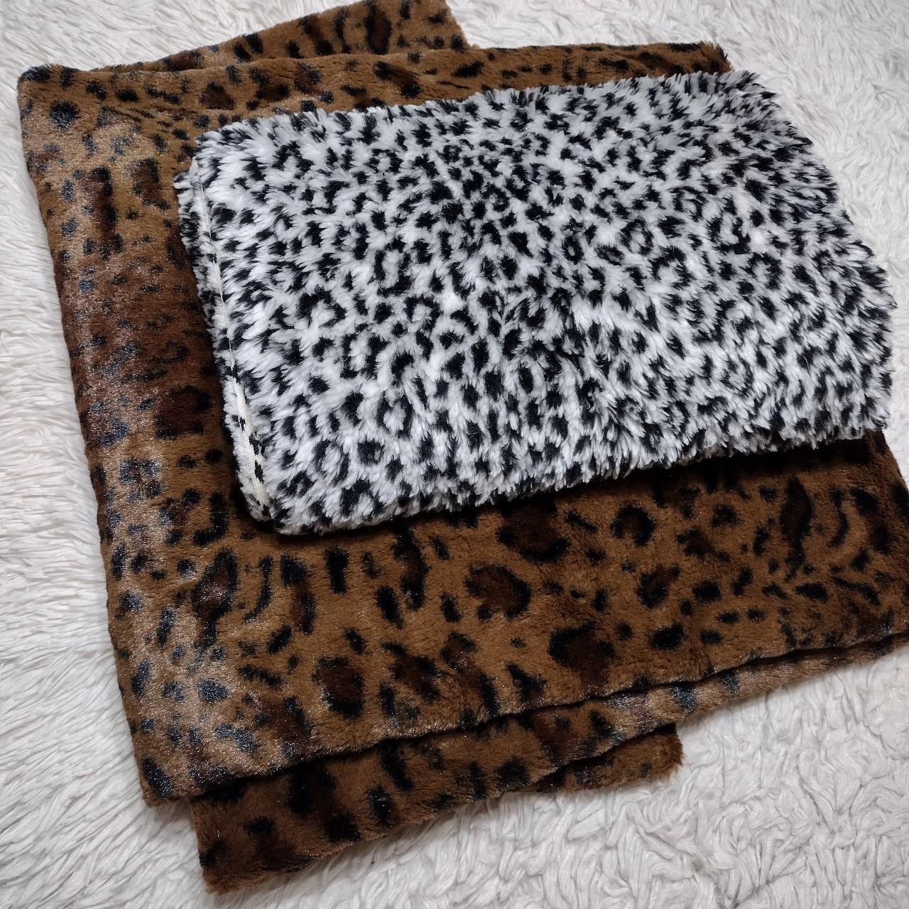 Fuzzy Animal Print Fabric // Leopard Skin two... - Depop