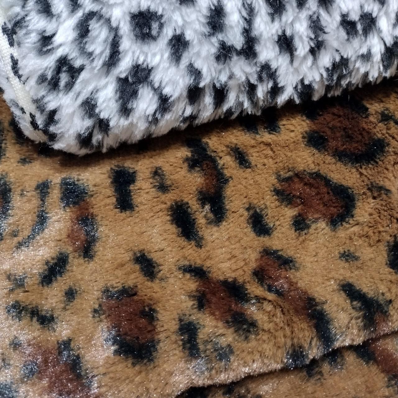 Fuzzy Animal Print Fabric // Leopard Skin two... - Depop