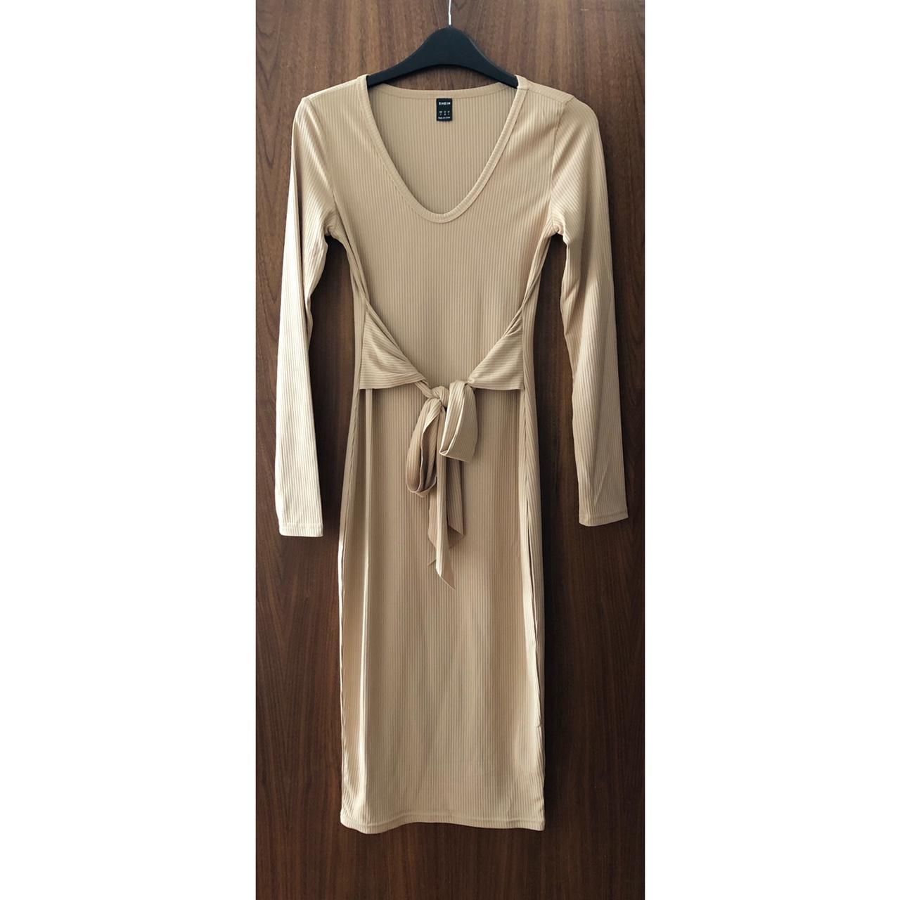 SHEIN Women's Cream and Tan Dress | Depop