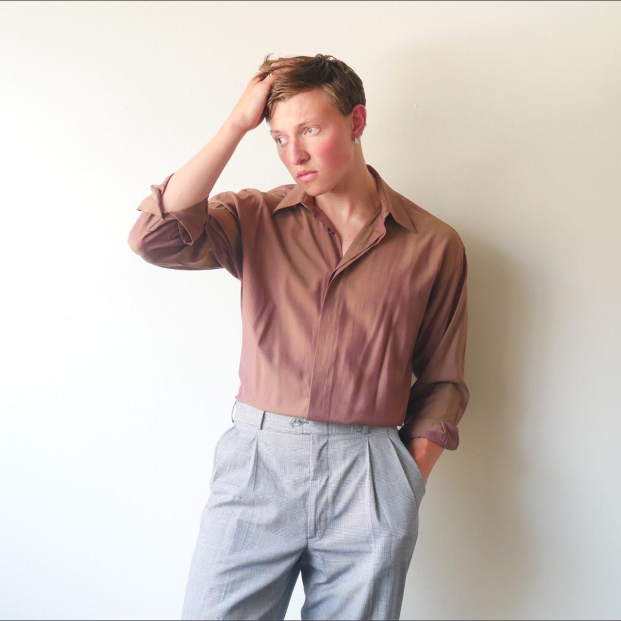 Vintage Elliot long sleeve shirt in burgundy, with a... - Depop