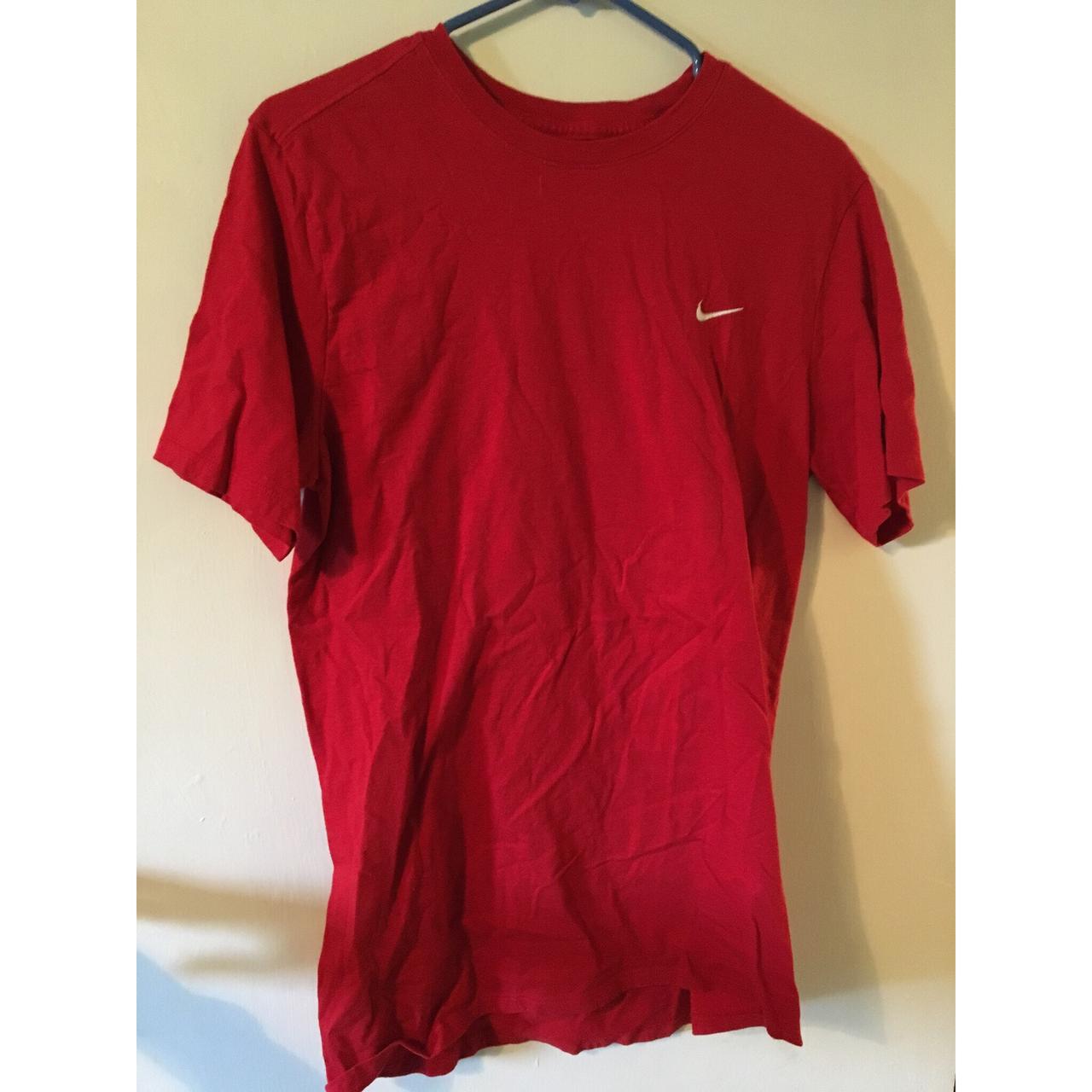 Athletic cut, red NIKE T-shirt!its only been worn a... - Depop