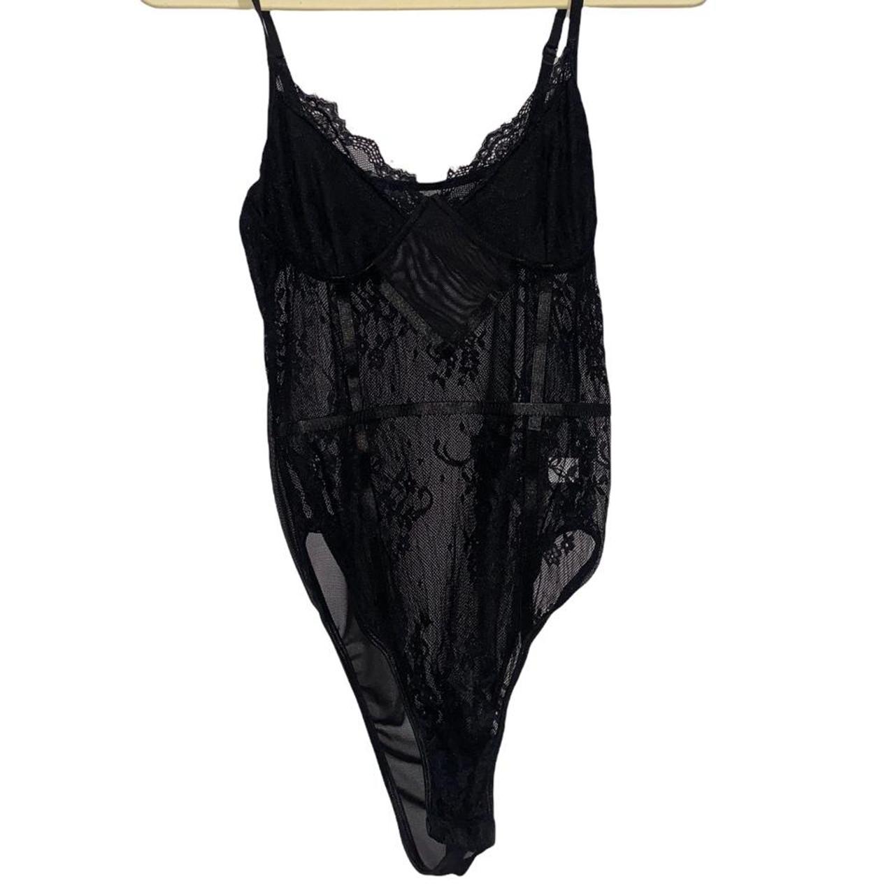 Black Lace underwire bodysuit Never worn Size: M - Depop