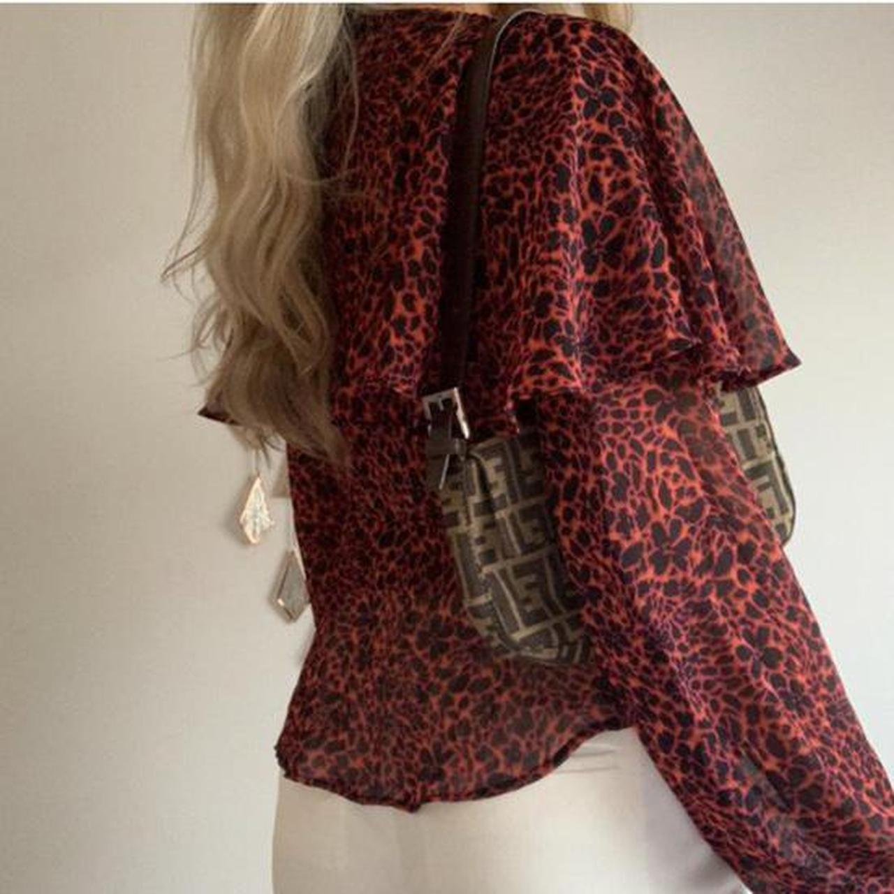 Topshop red and black leopard printed top. Such a... - Depop