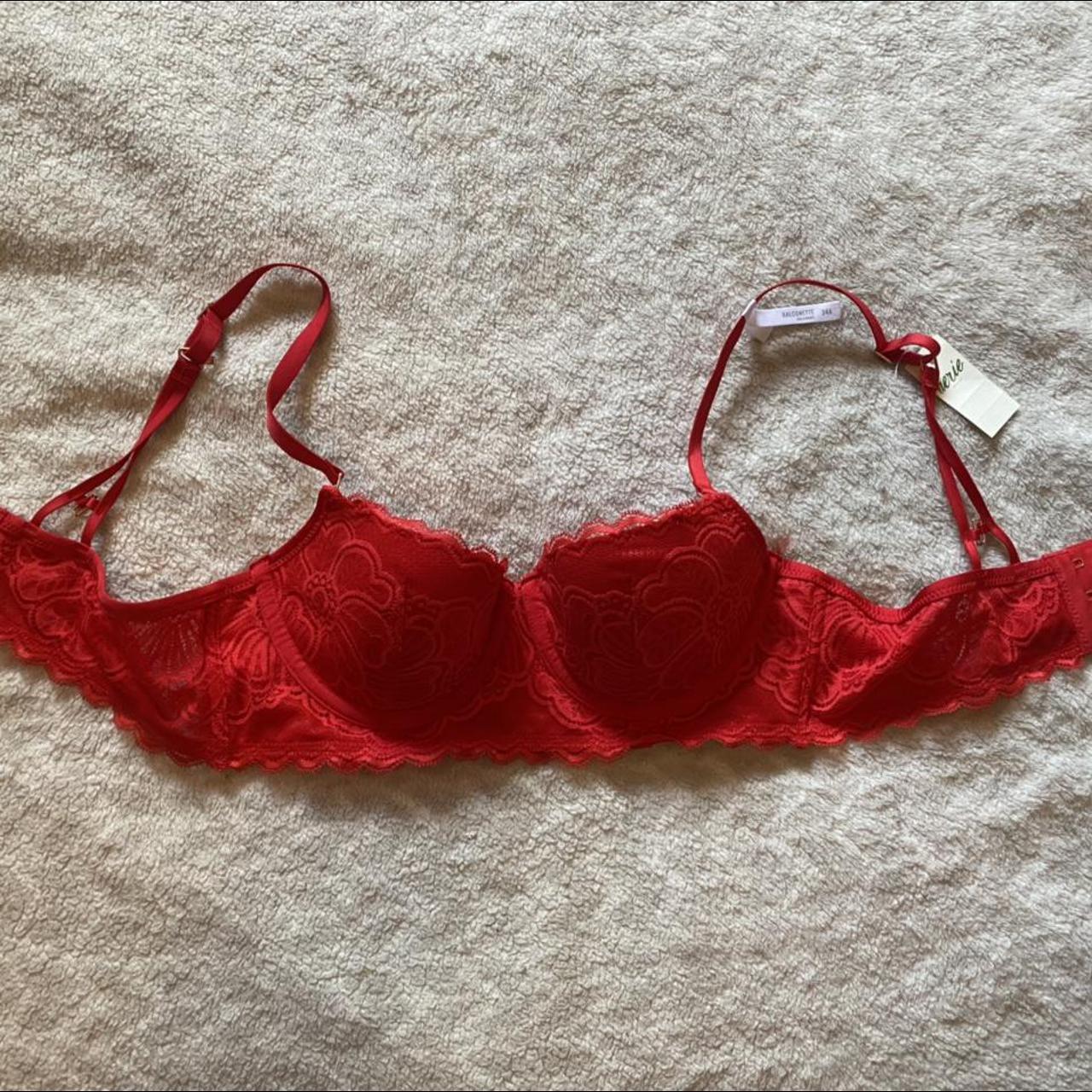 Beautiful red lace bra. Never worn, brand new. A... - Depop