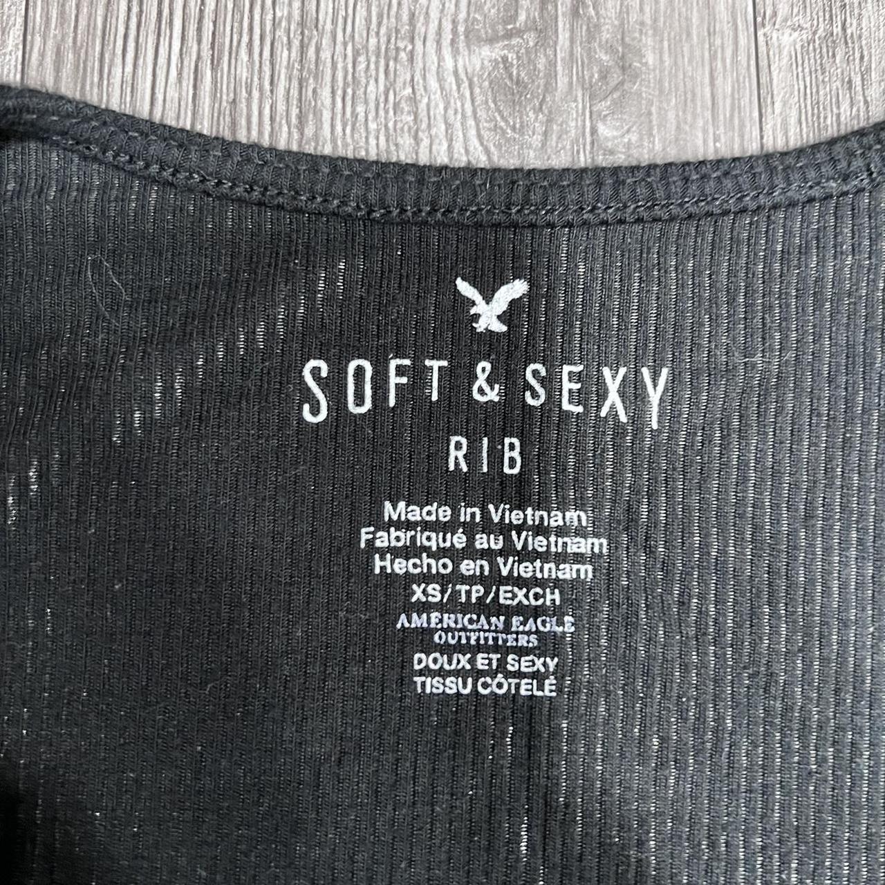 American Eagle Soft And Sexy Black Ribbed Bodysuit Depop