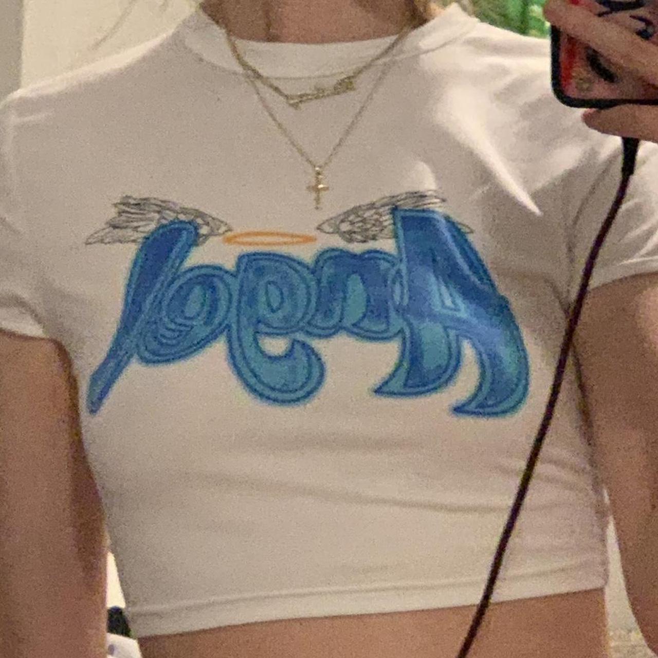 CROPPED Y2K ANGEL BABY TEE. SIZE XS. super... - Depop