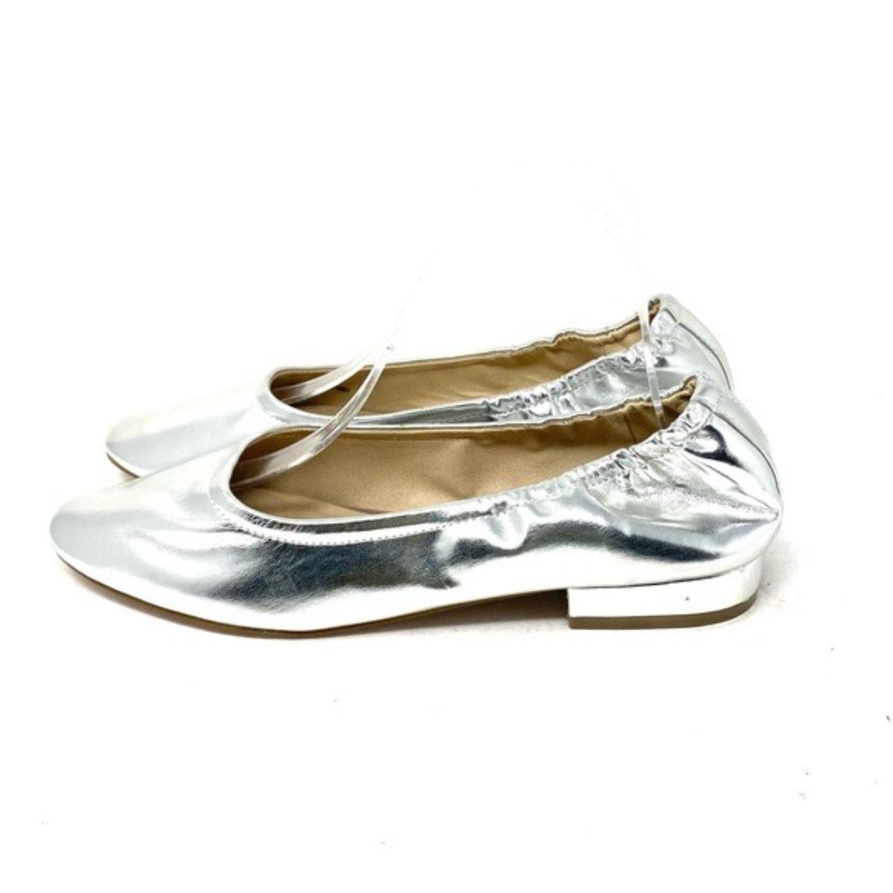 ASOS silver flats. Women's size 9. In good pre-owned... - Depop