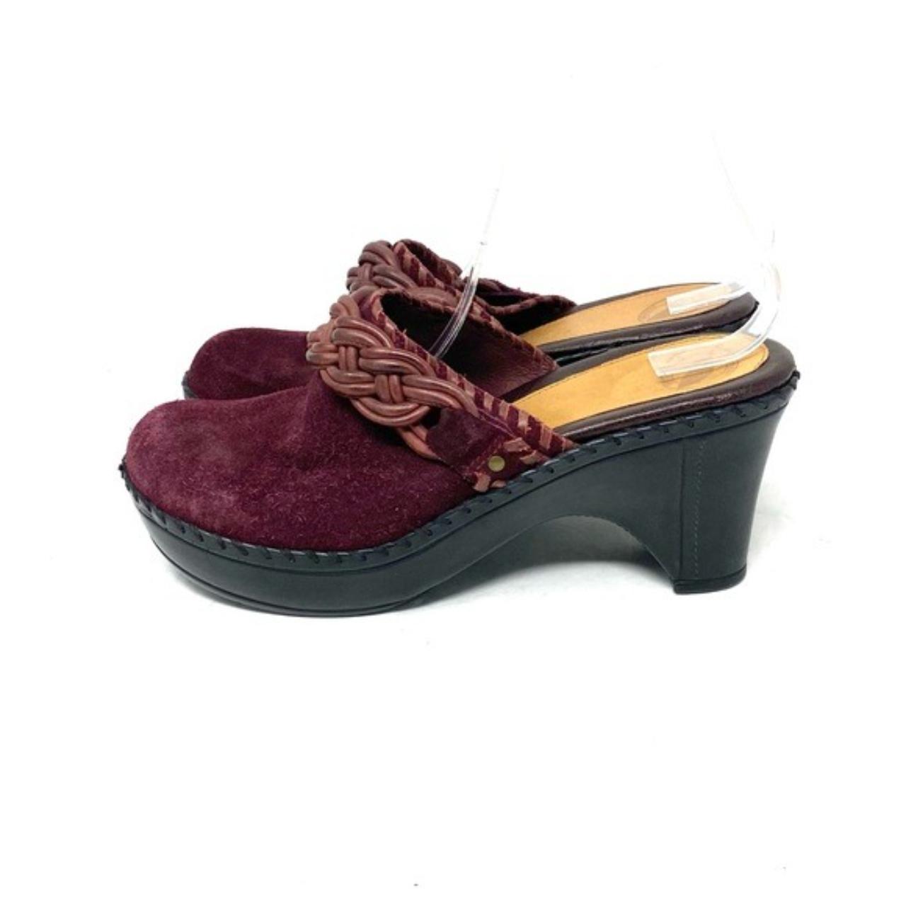 Nurture maroon suede Sophia clogs. Heel height about... - Depop