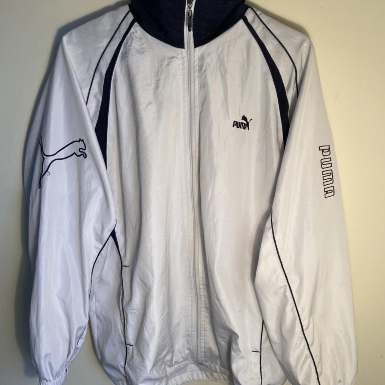 Vintage Puma Track Jacket in White Size:... - Depop