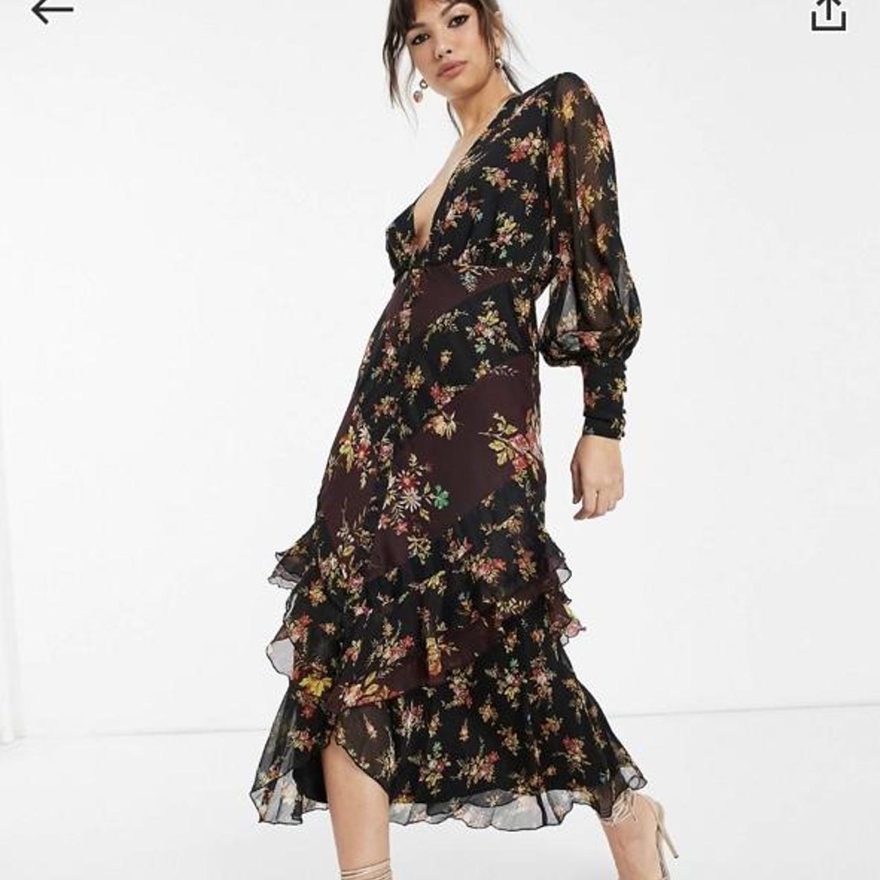 Asos design floral midi dress with floral print.... - Depop